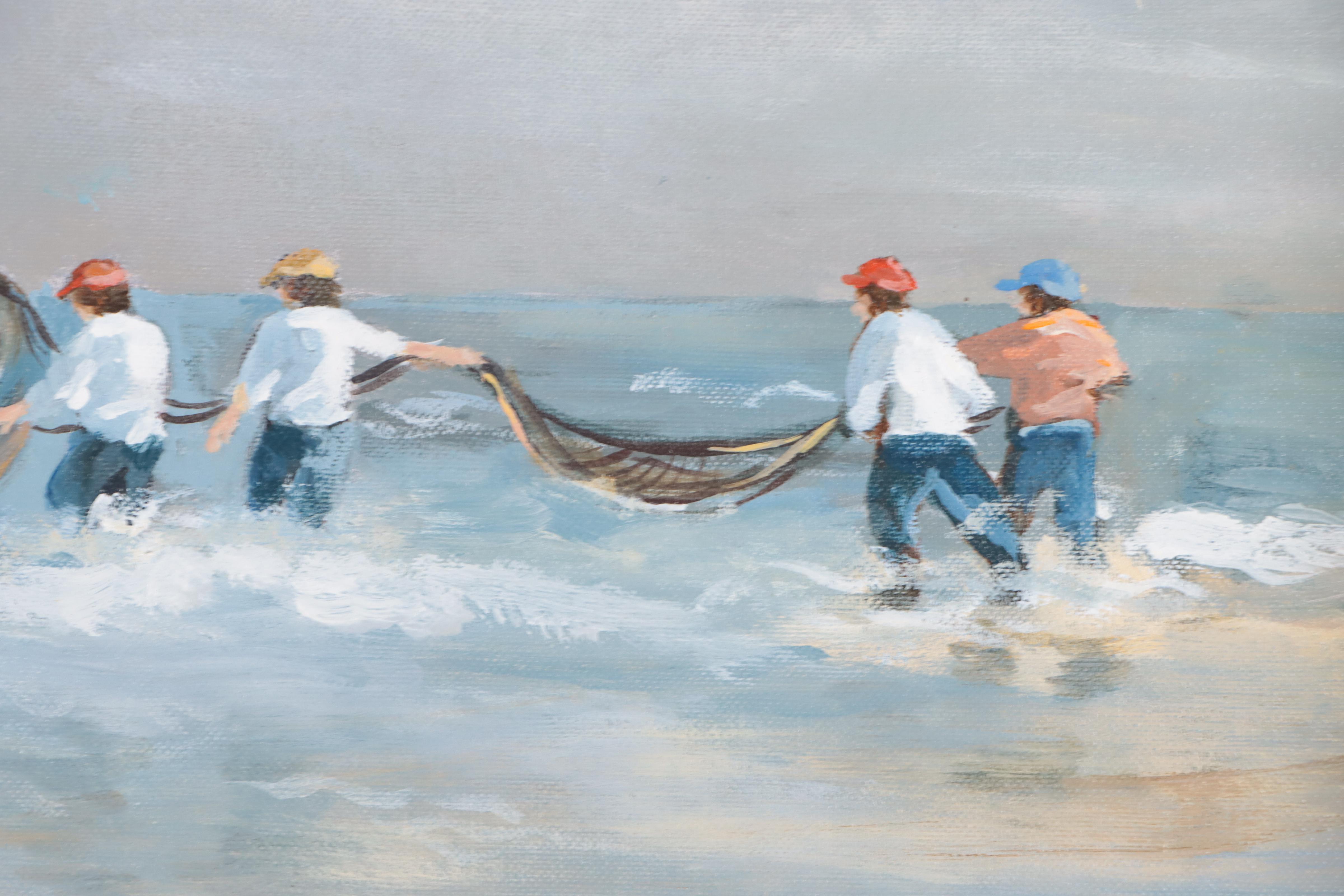 B. Perrin Coastal Scene Oil Painting in the Manner of Robert Fabe, 1987 ...
