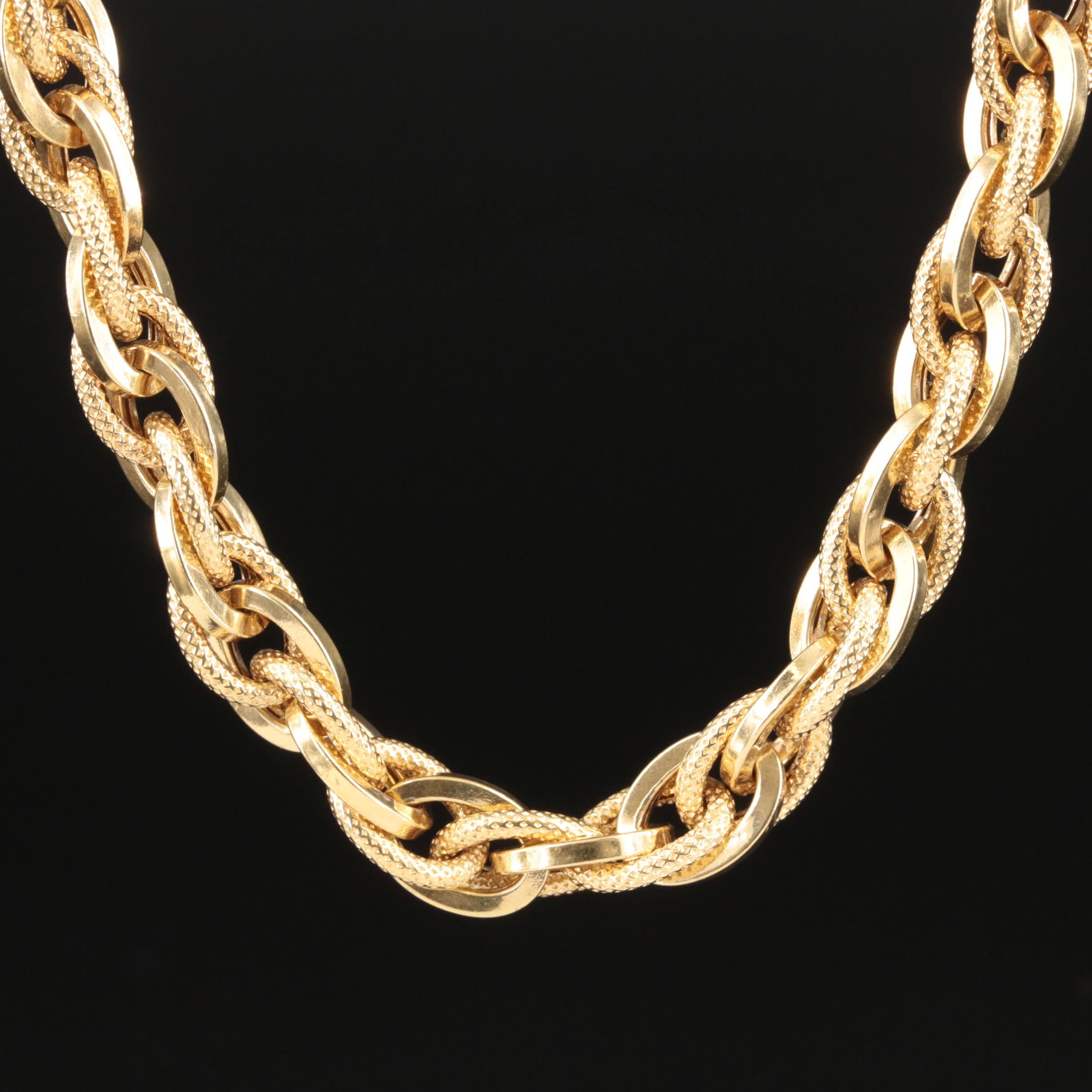 Italian 18K Textured French Rope Chain Necklace | EBTH