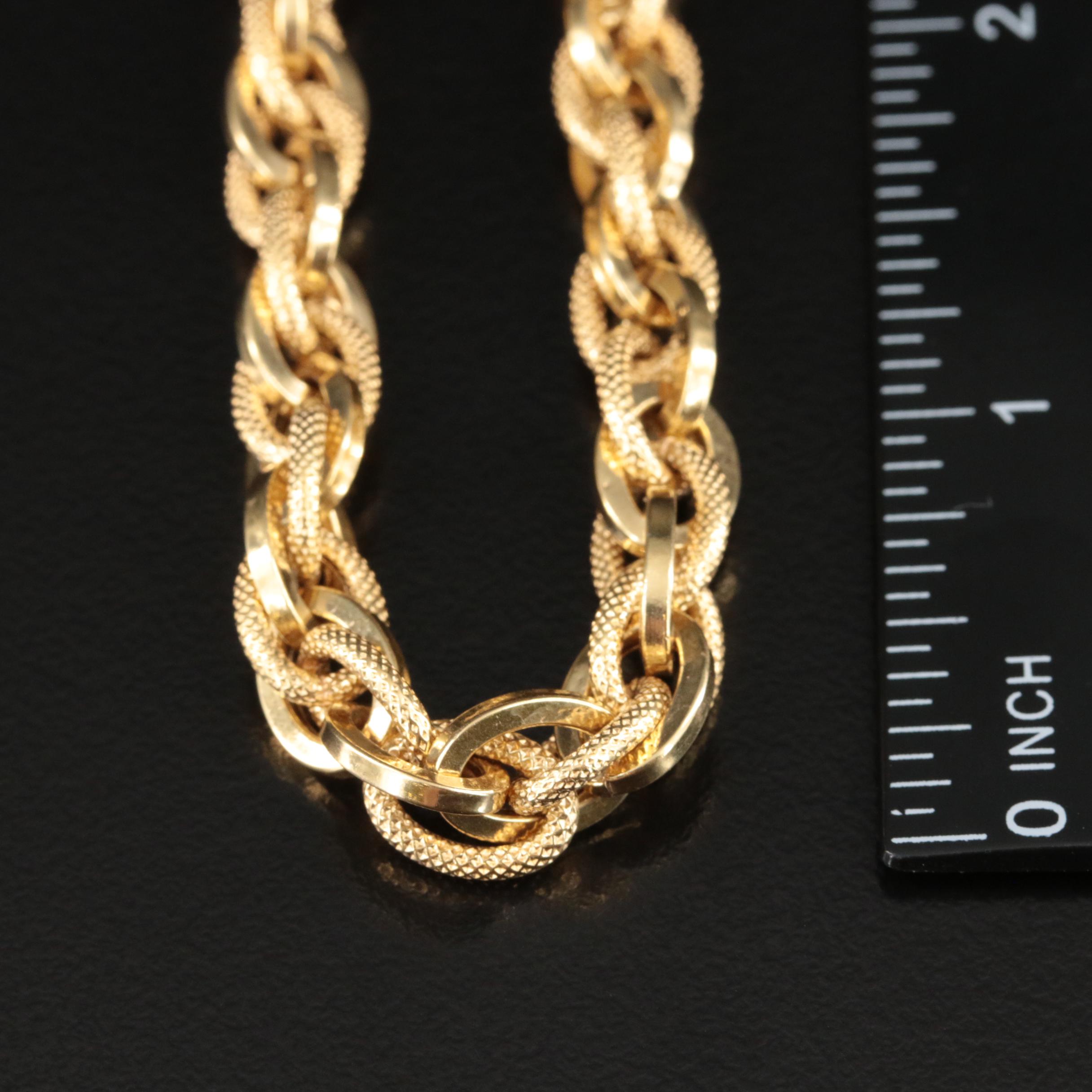 Italian 18K Textured French Rope Chain Necklace | EBTH
