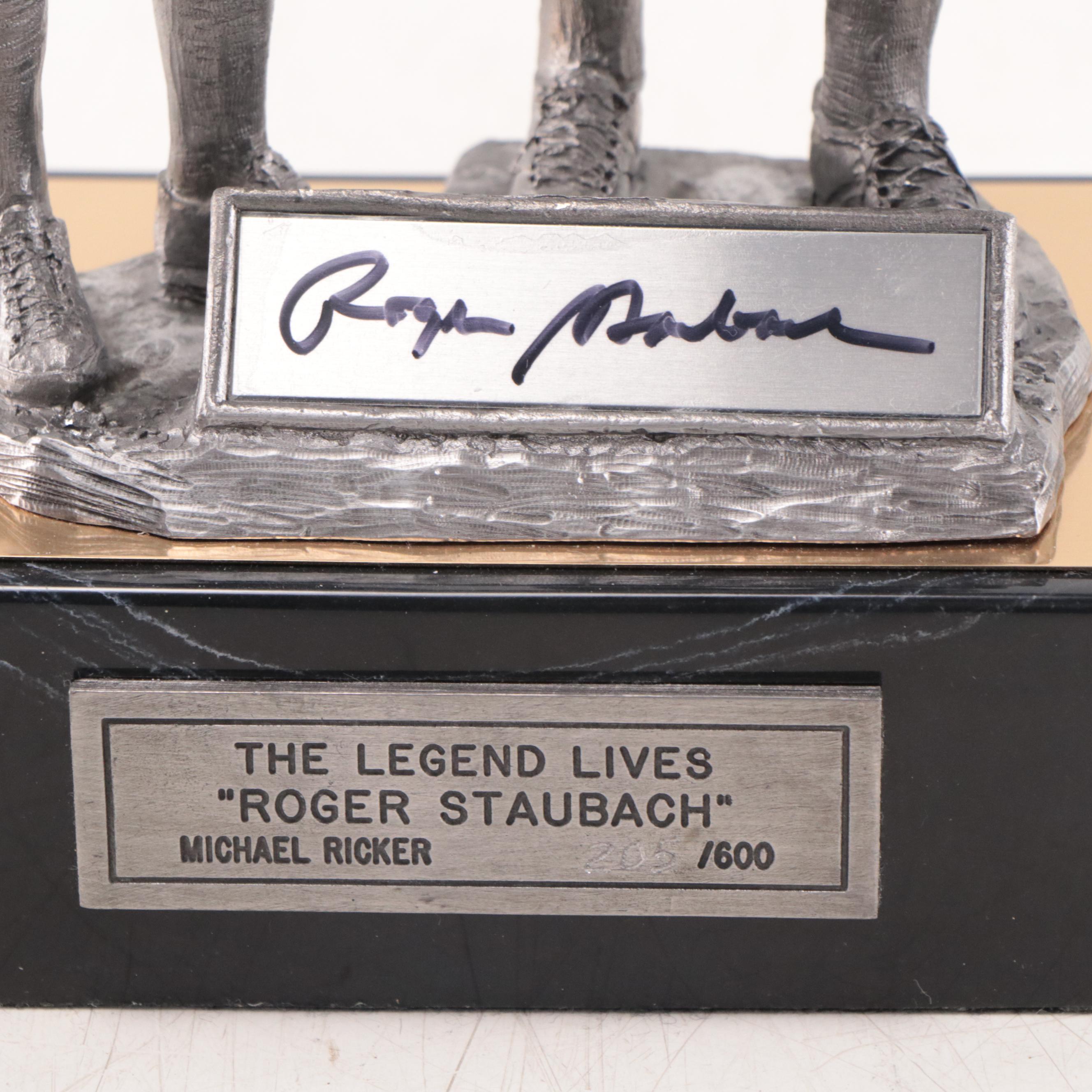 Roger Staubach Signed "The Legend Lives" Pewter Sculpture by Michael ...