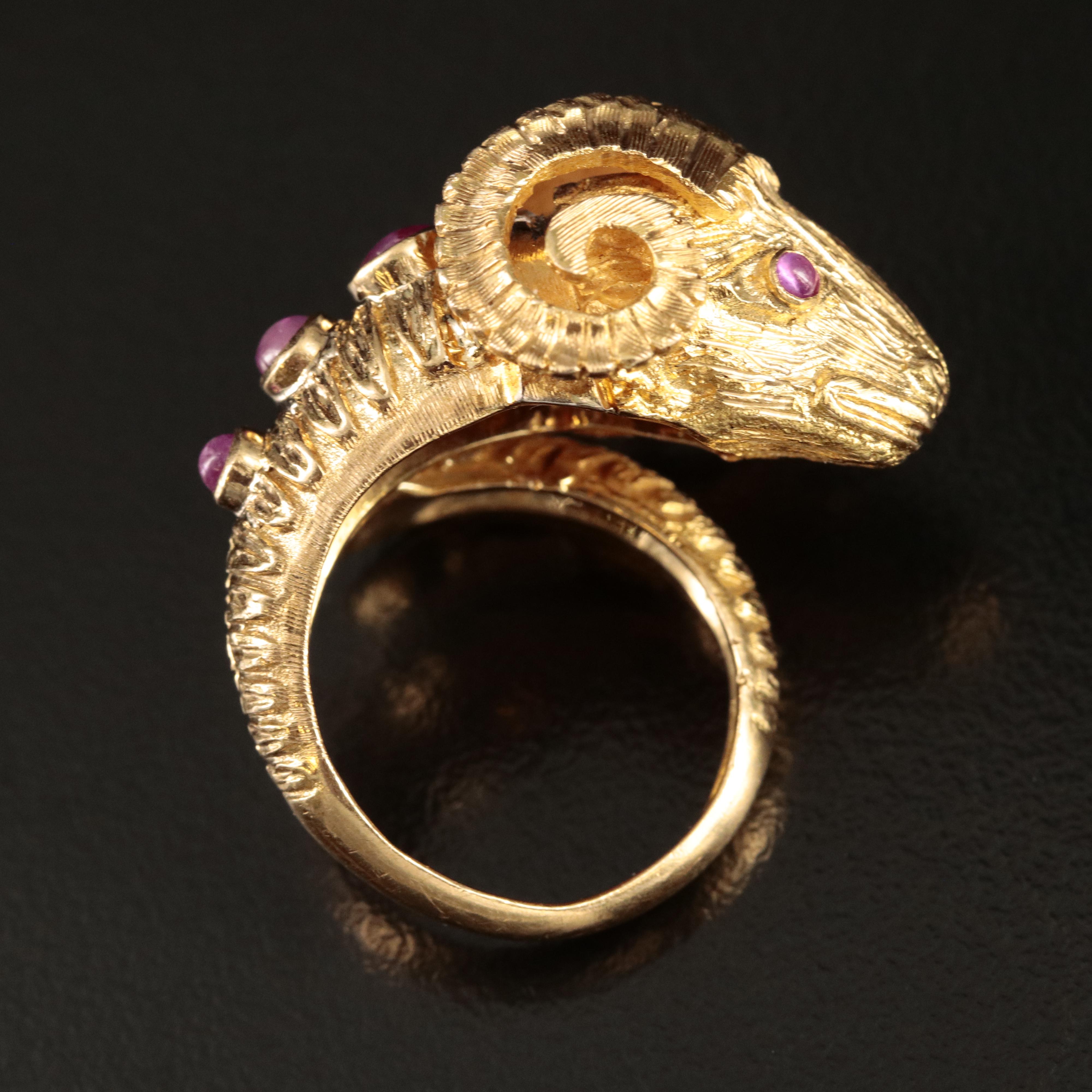18K Ruby and Diamond Ram Ring | EBTH