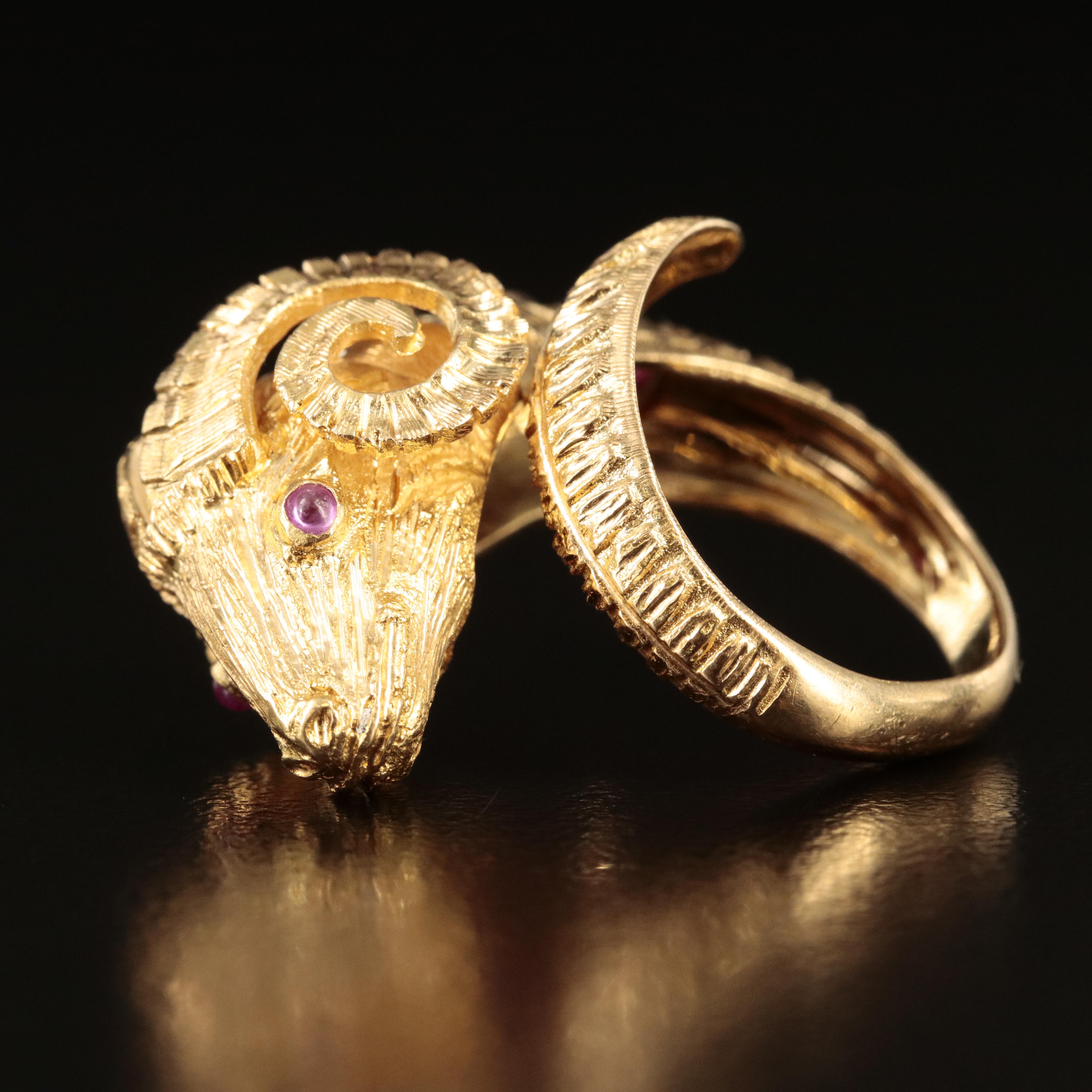 18K Ruby and Diamond Ram Ring | EBTH
