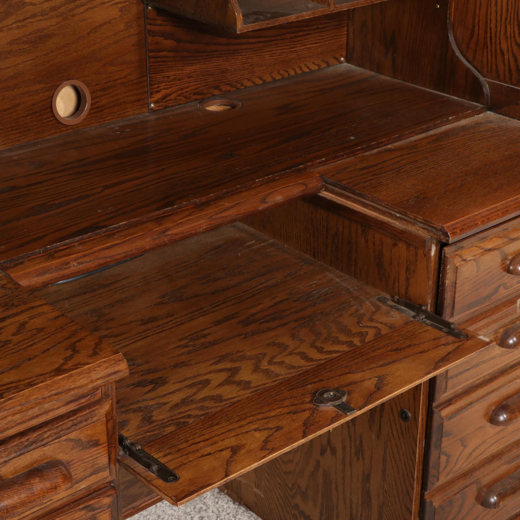 Oak Roll Top Computer Desk, Late 20th Century | EBTH