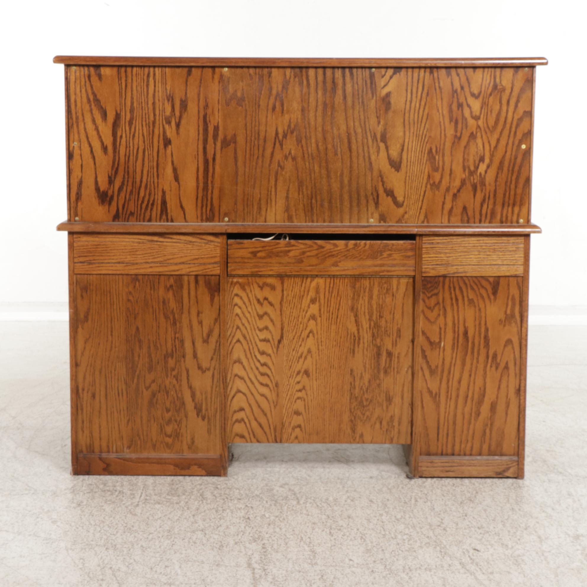 Oak Roll Top Computer Desk, Late 20th Century | EBTH