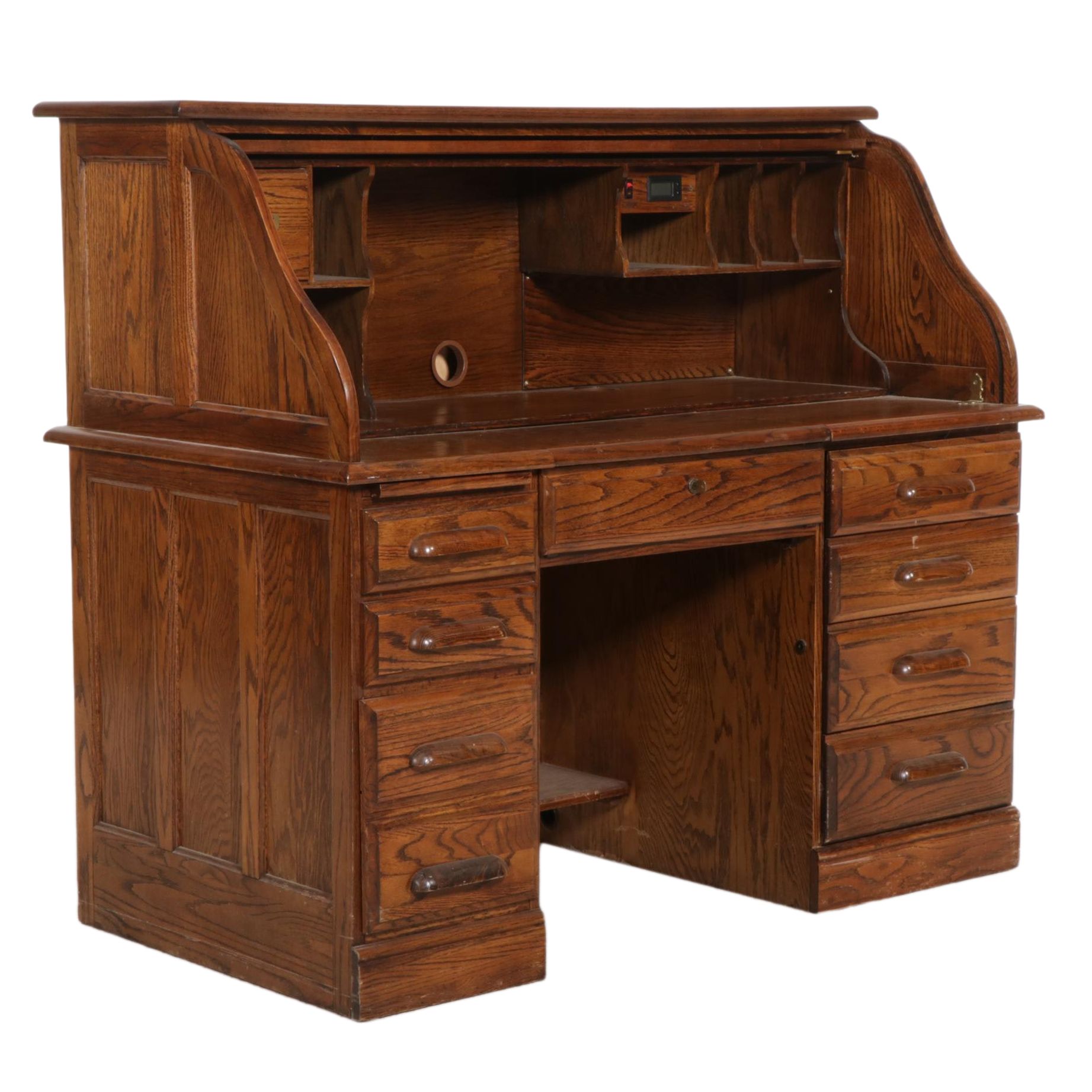 Oak Roll Top Computer Desk, Late 20th Century | EBTH