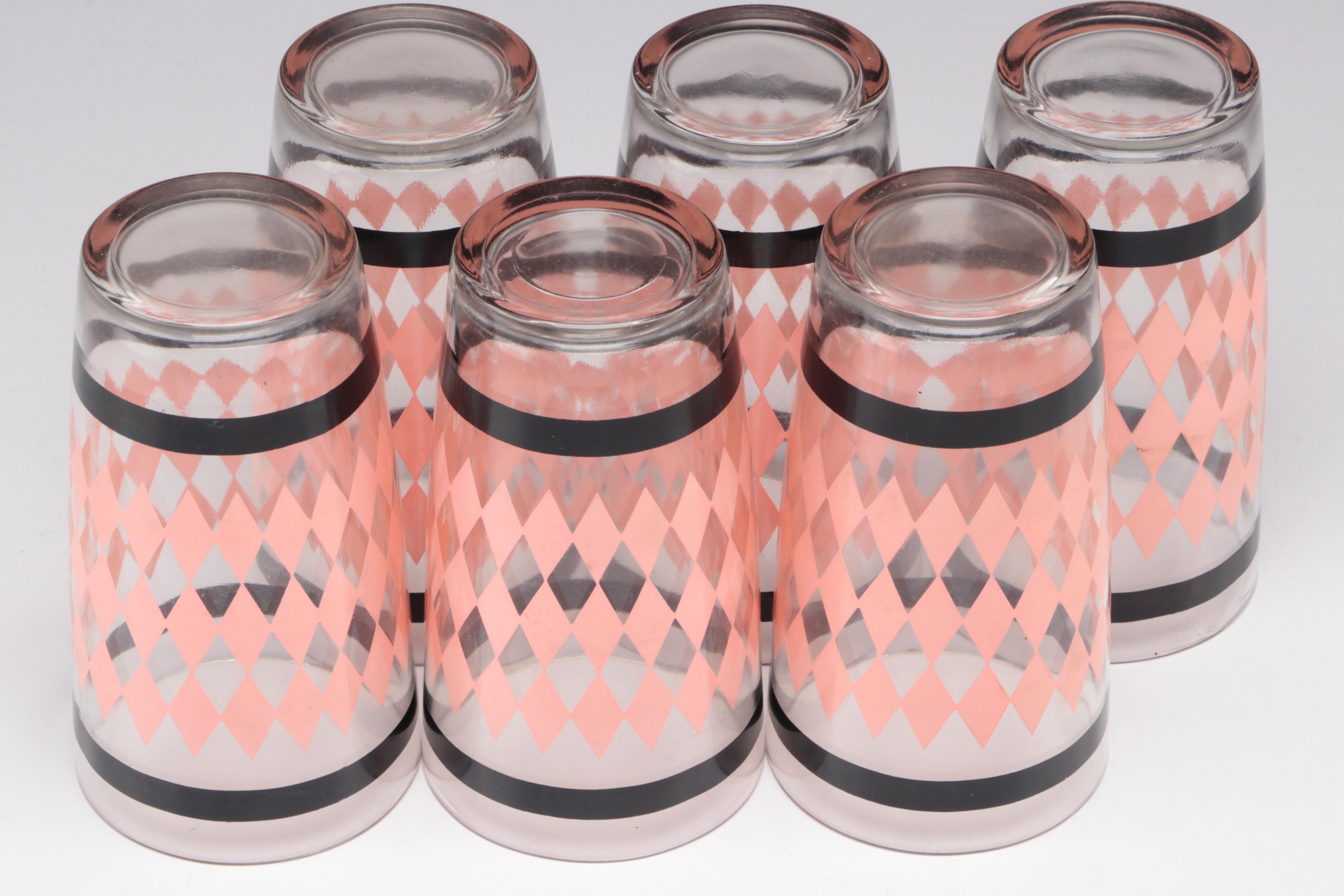 Mid Century Modern Pink Diamond Lemonade Set with Other Tumblers | EBTH