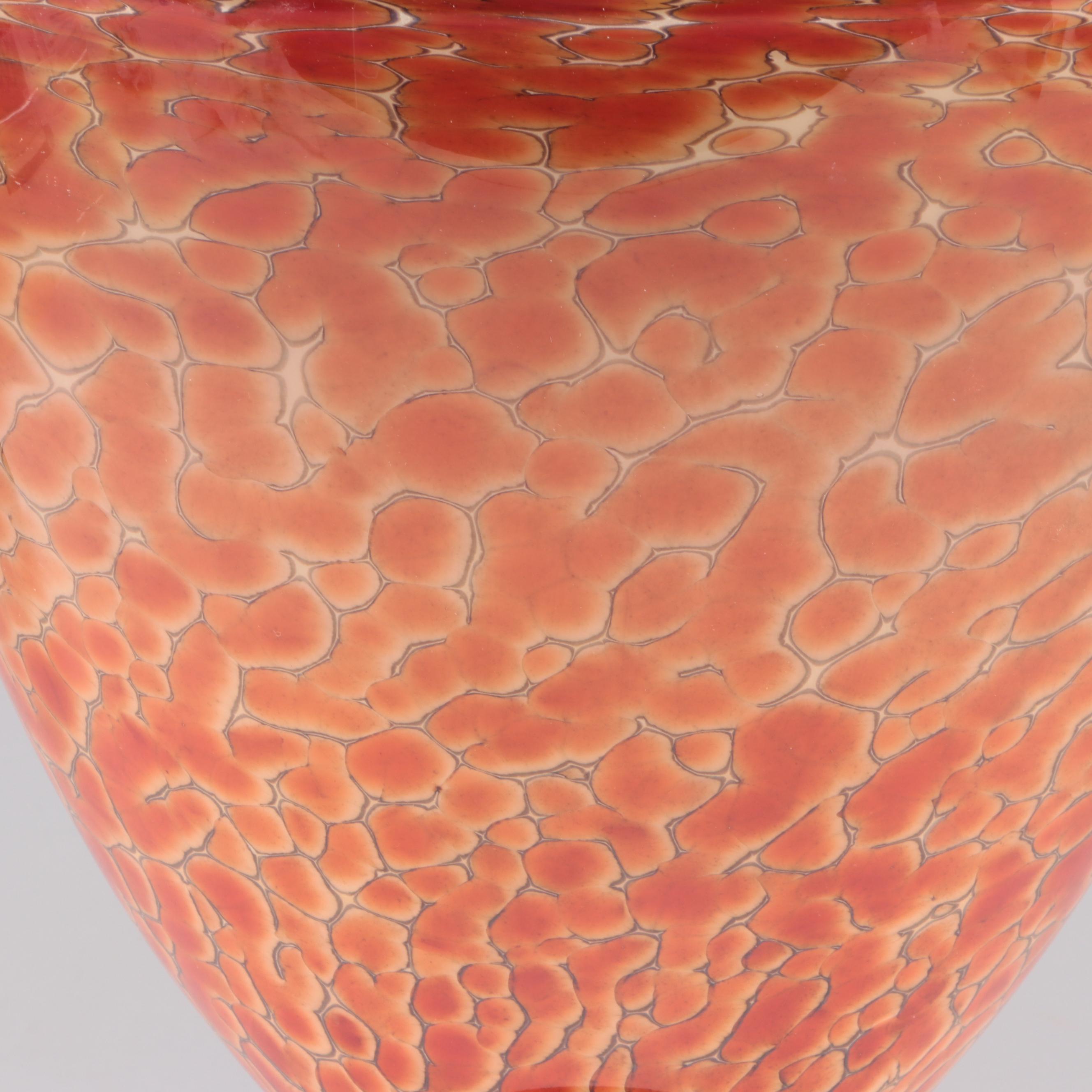 Cohn-Stone Studios Signed Art Glass Tortoise Shell Footed Urn Vase ...