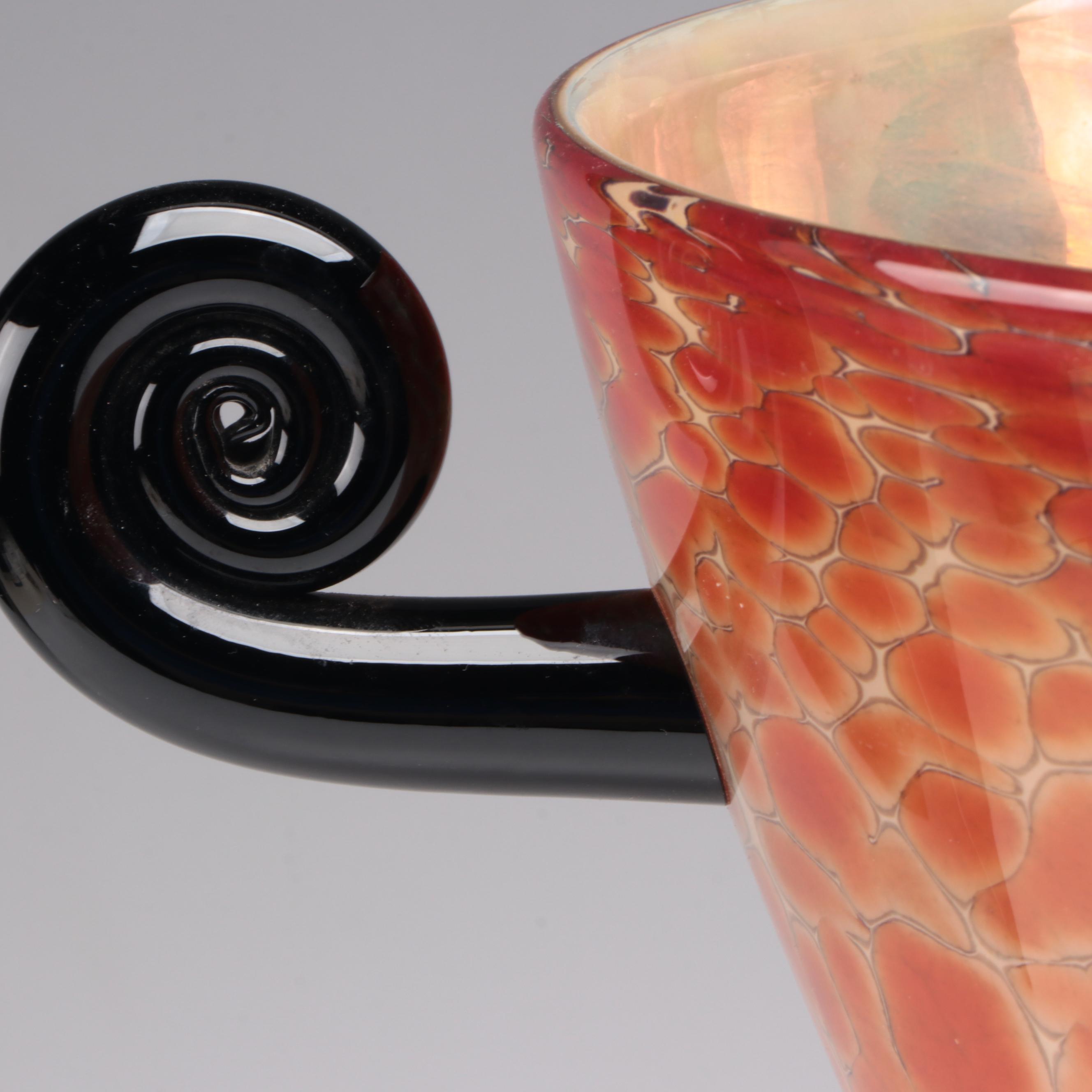 Cohn-Stone Studios Signed Art Glass Tortoise Shell Footed Urn Vase ...