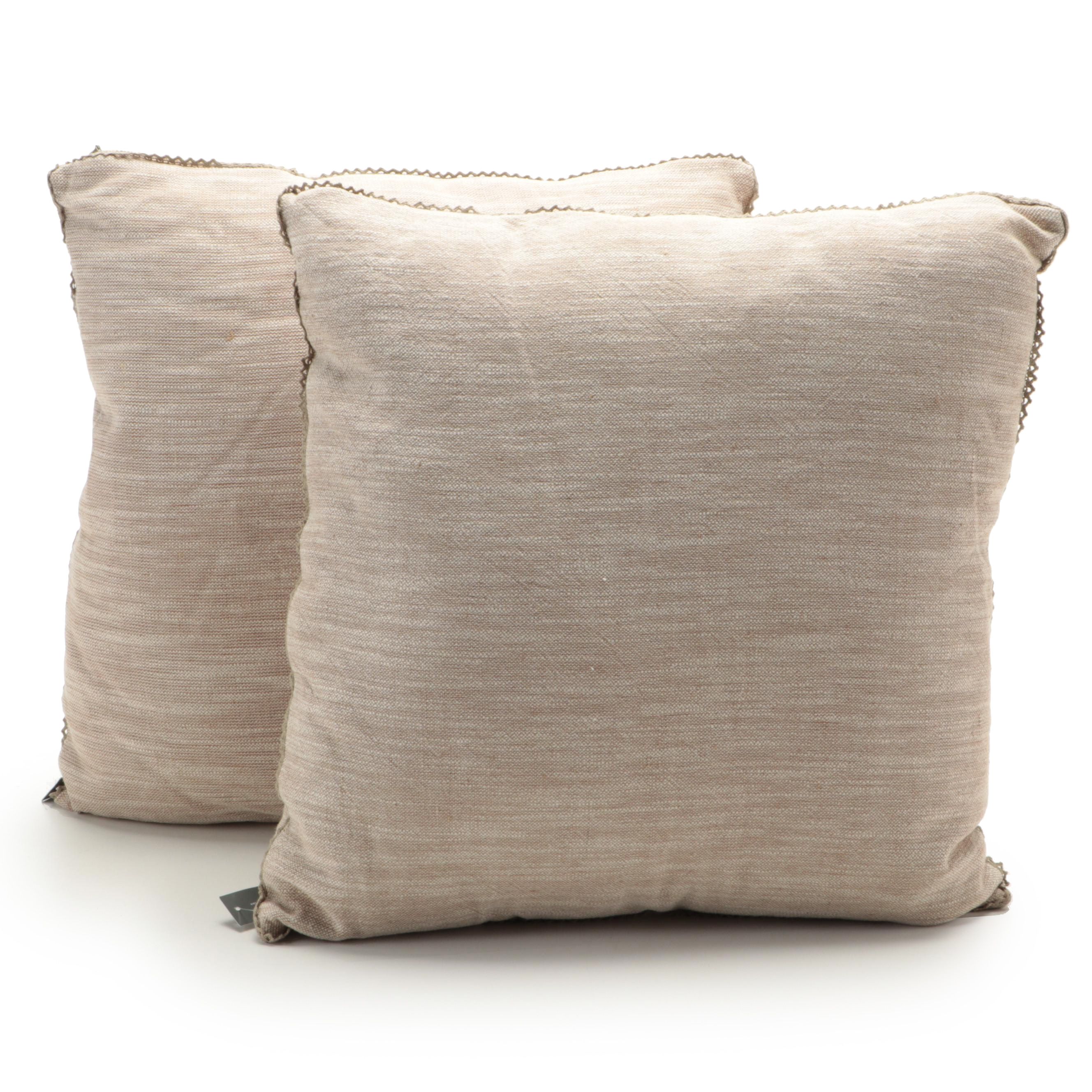 Threshold Designed With Studio McGee Beige Chambray Throw Pillows With Lace Trim | EBTH