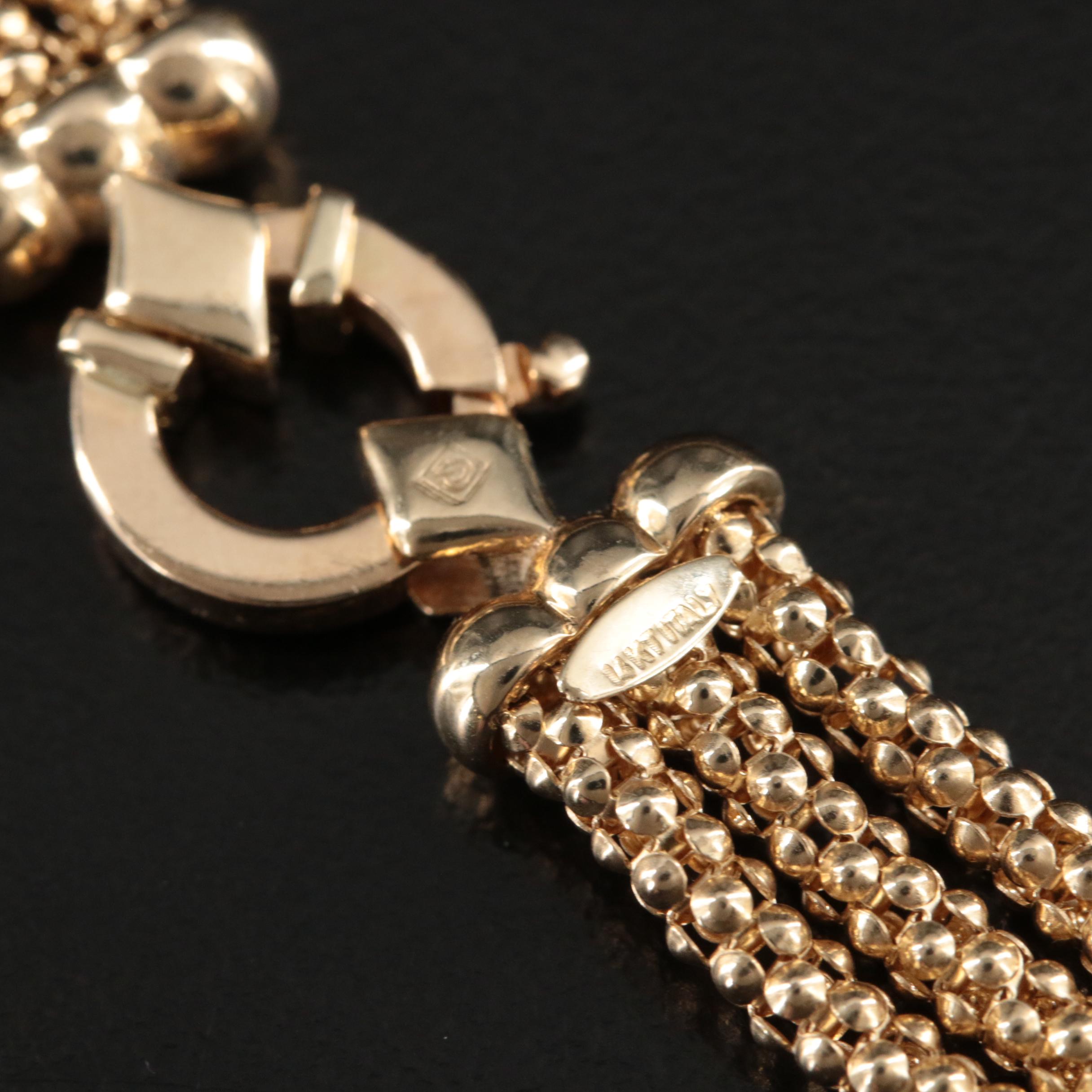 Italian 14K Triple Strand Popcorn Chain Necklace | EBTH