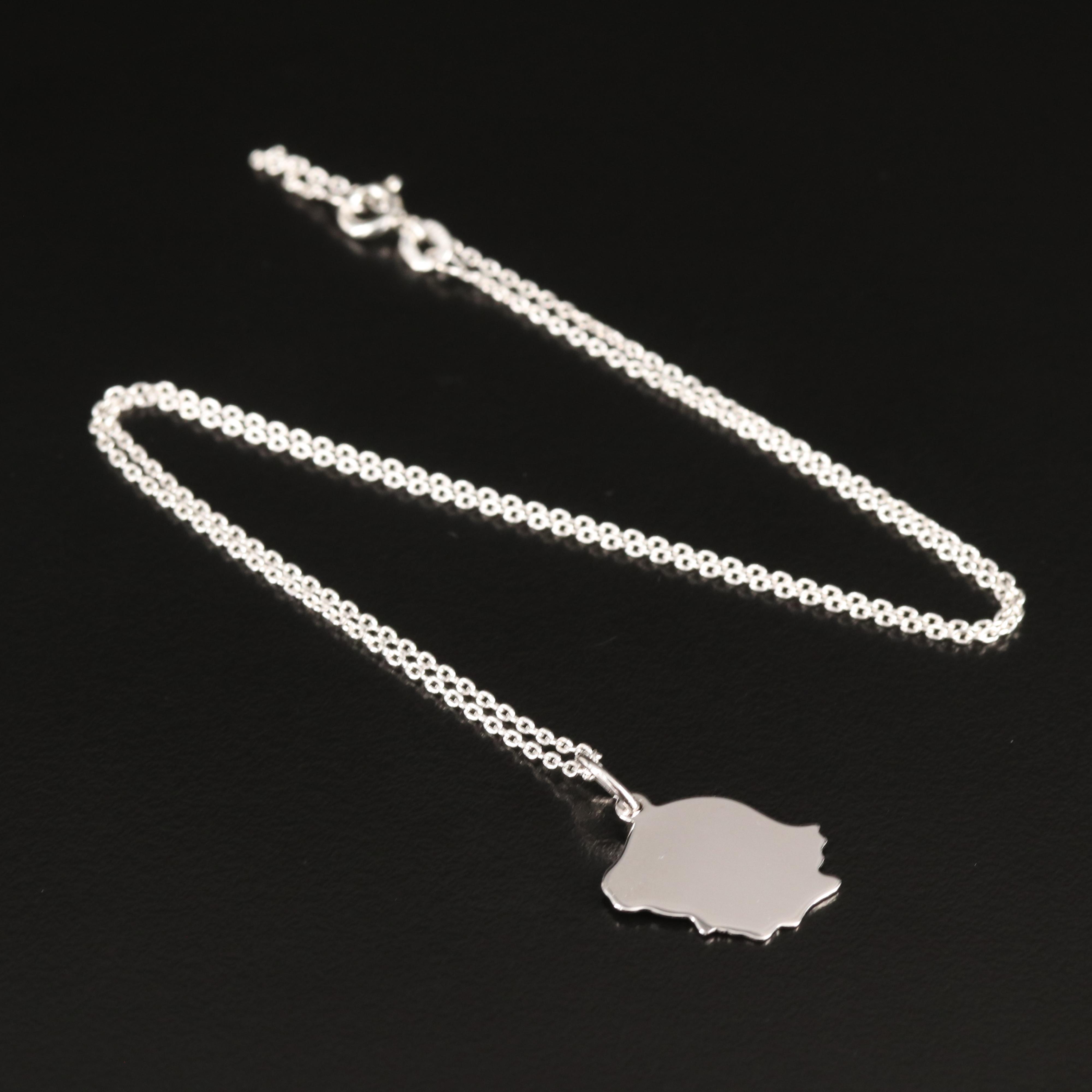 Sterling Girl in Profile Pendant Necklace | EBTH