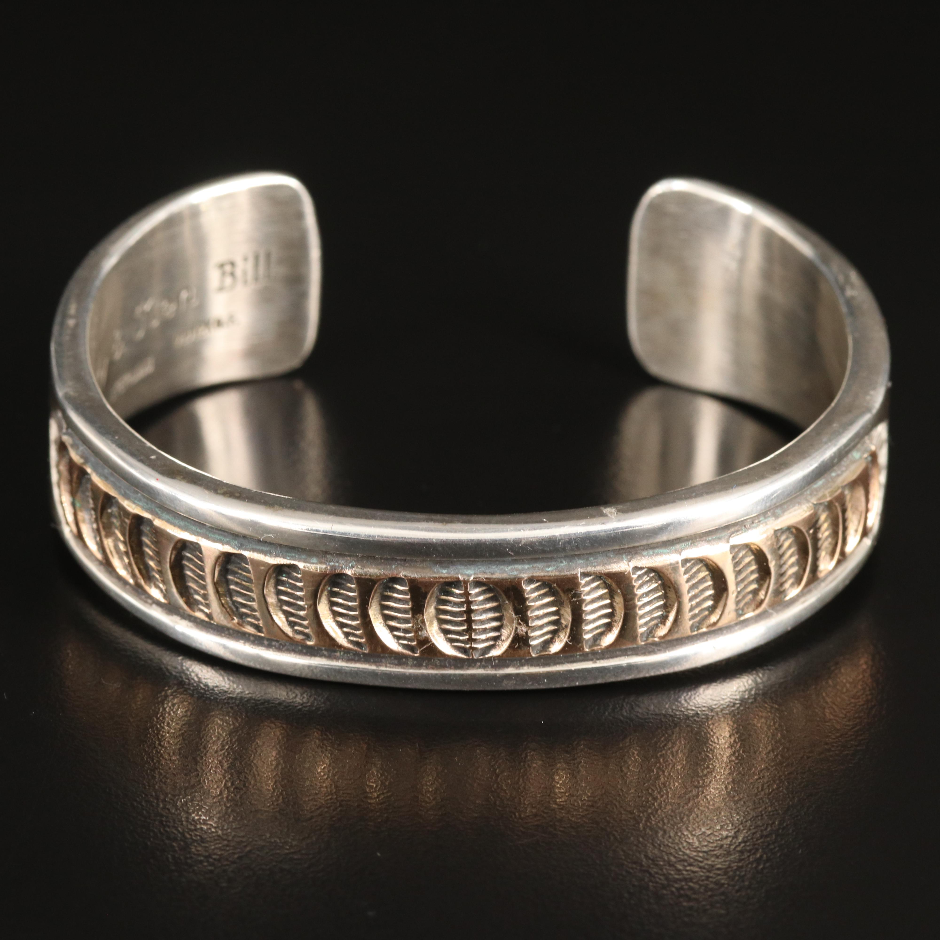 Mary and Ken Bill Navajo Diné Sterling Cuff with Gold-Filled Accent | EBTH