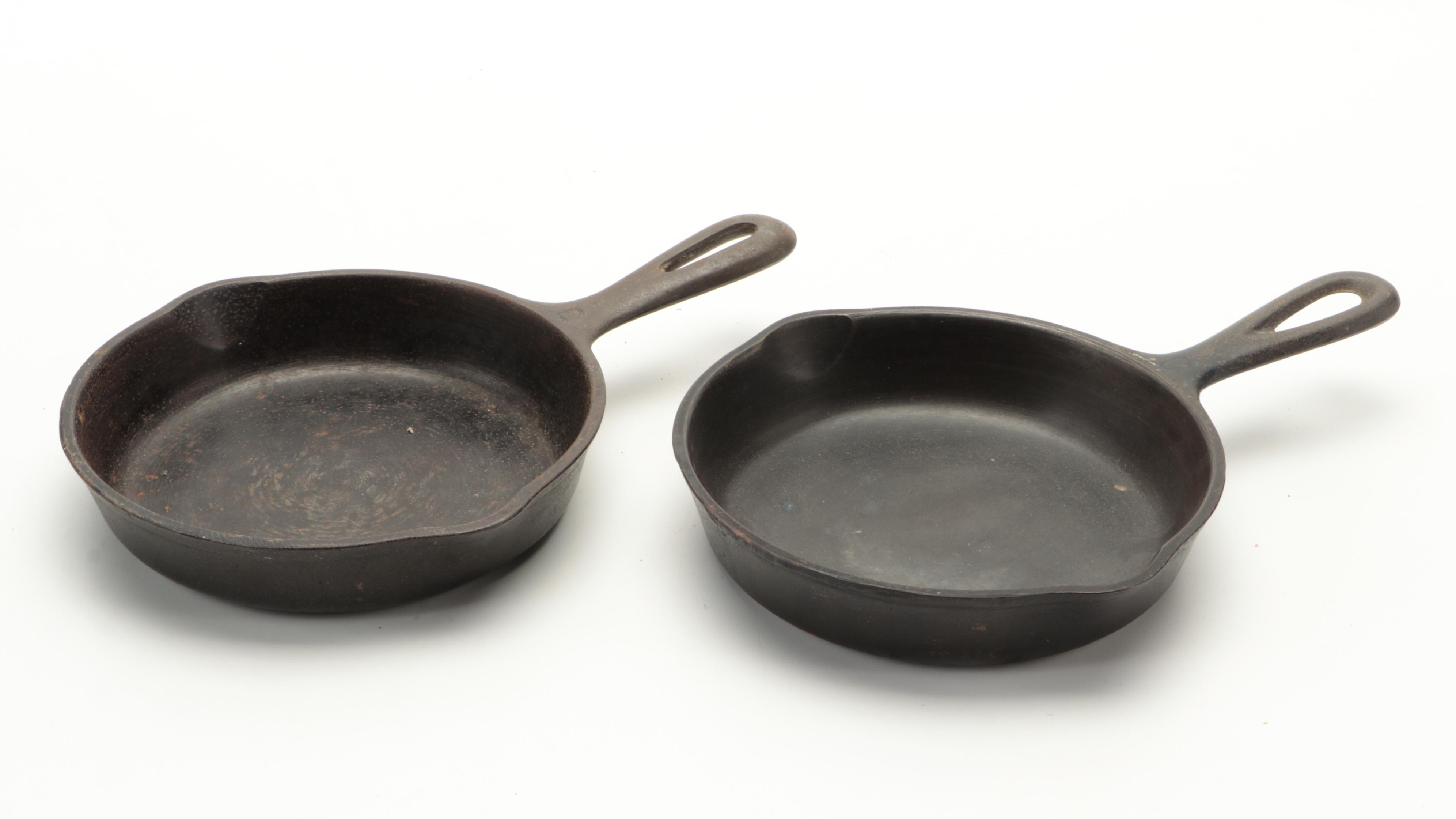 Wagner Ware and Other Cast Iron Skillets with Reversible Griddle Pans ...