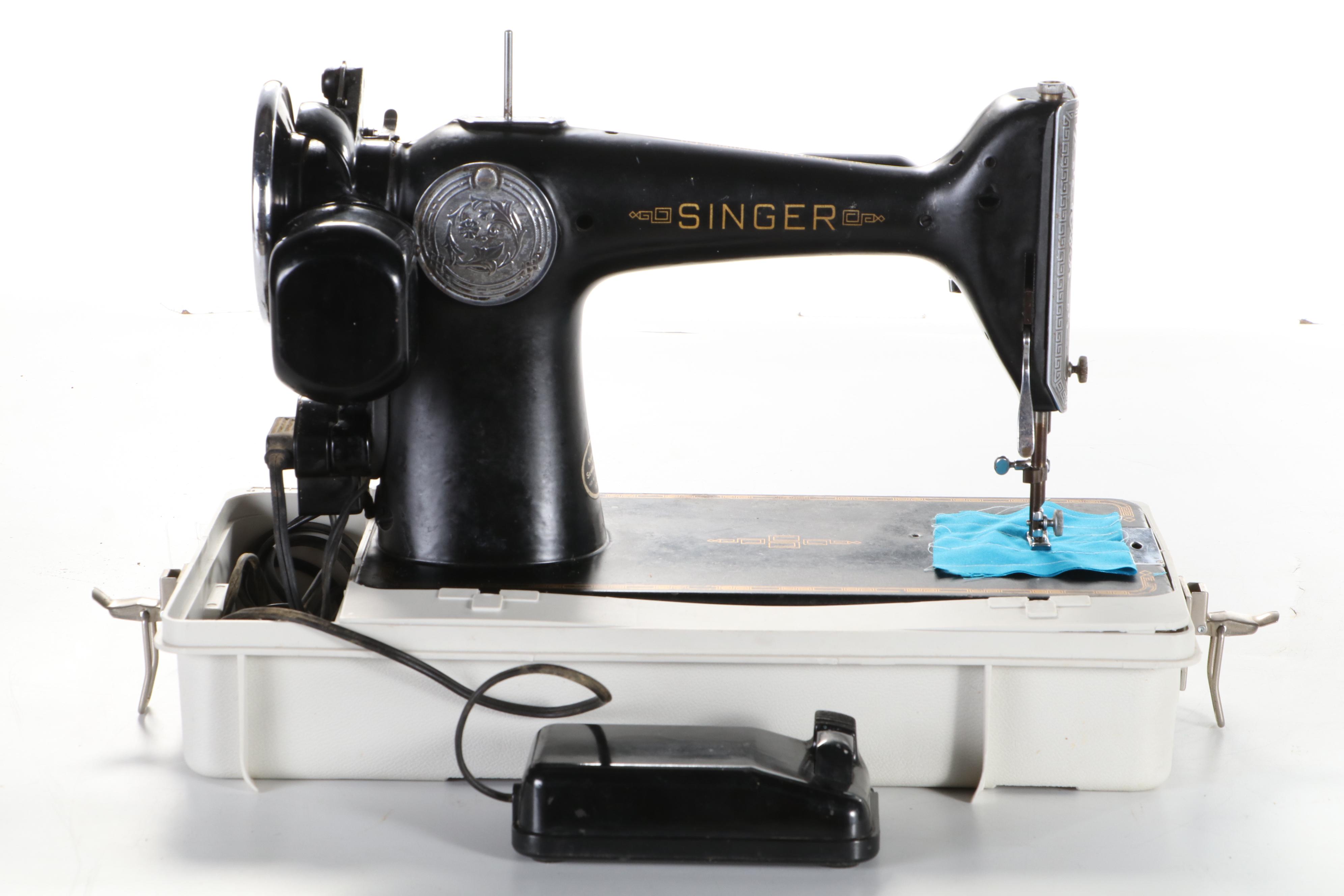 Singer Model 201 Electric Sewing Machine with Case, 1941 | EBTH