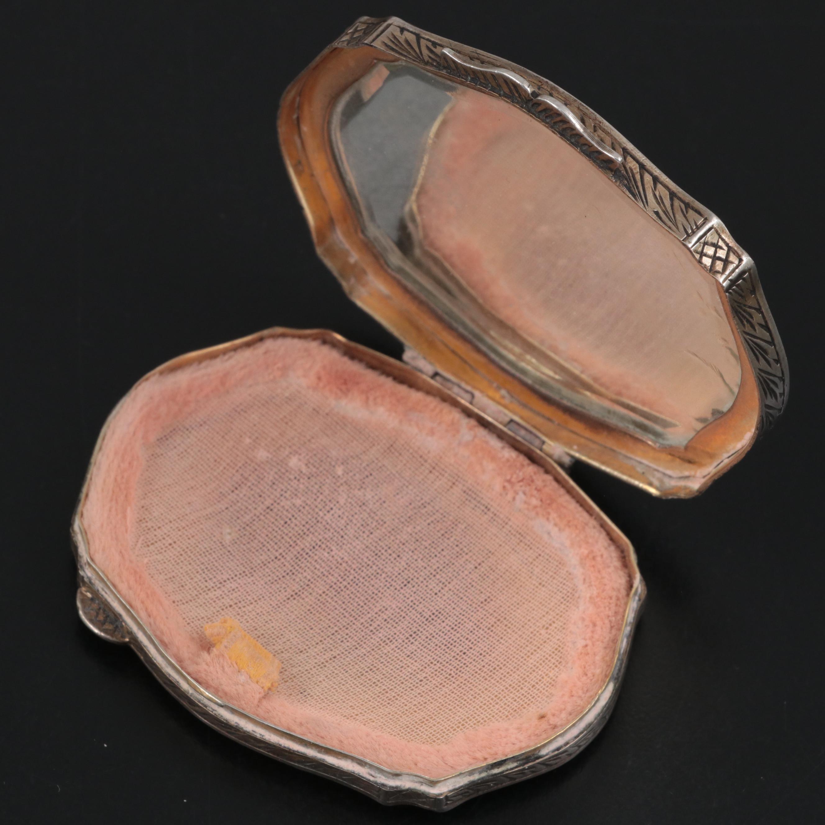 Italian Baroque Style 800 Silver and Lapis Lazuli Makeup Compact, Mid ...