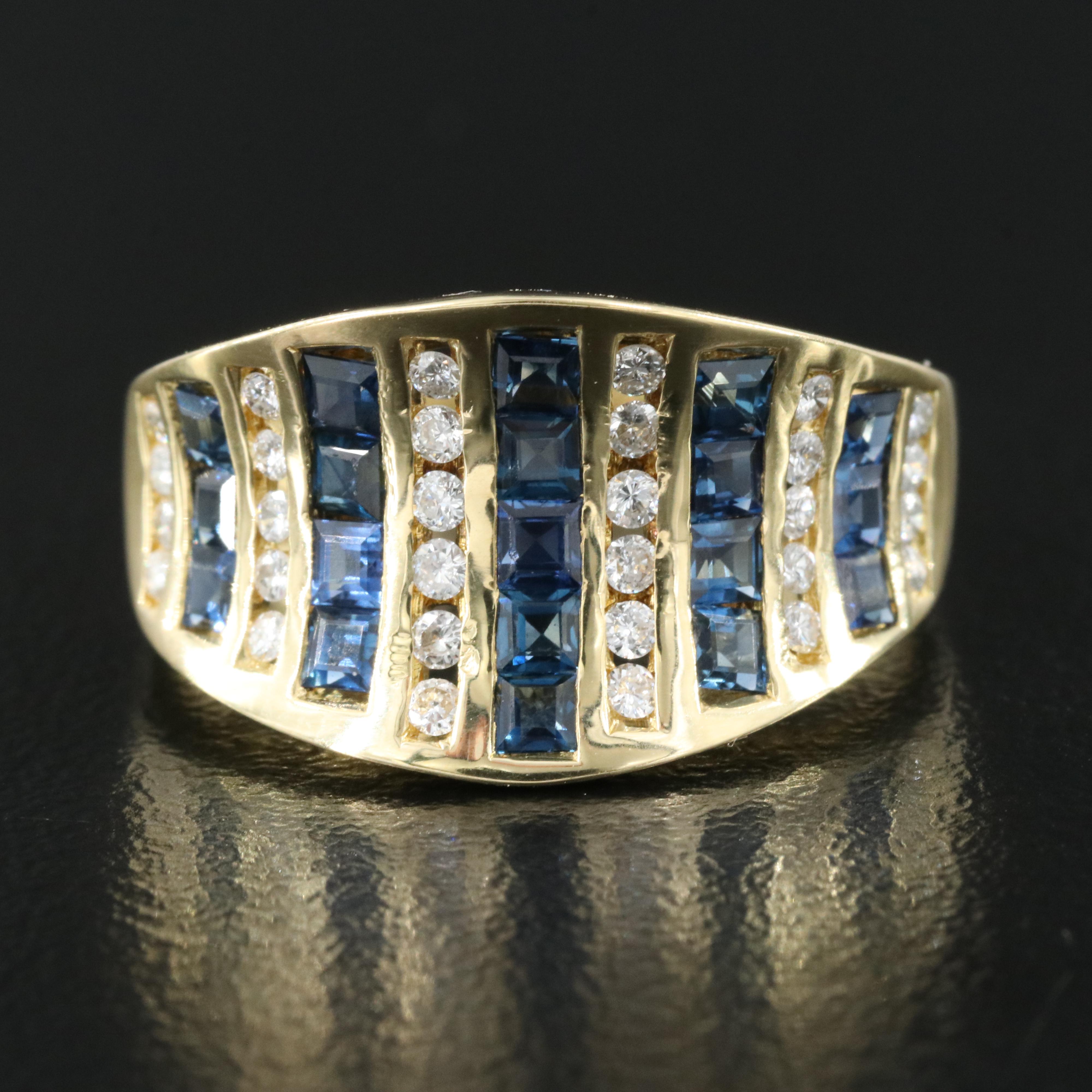 18K Sapphire and Diamond Saddle Ring | EBTH