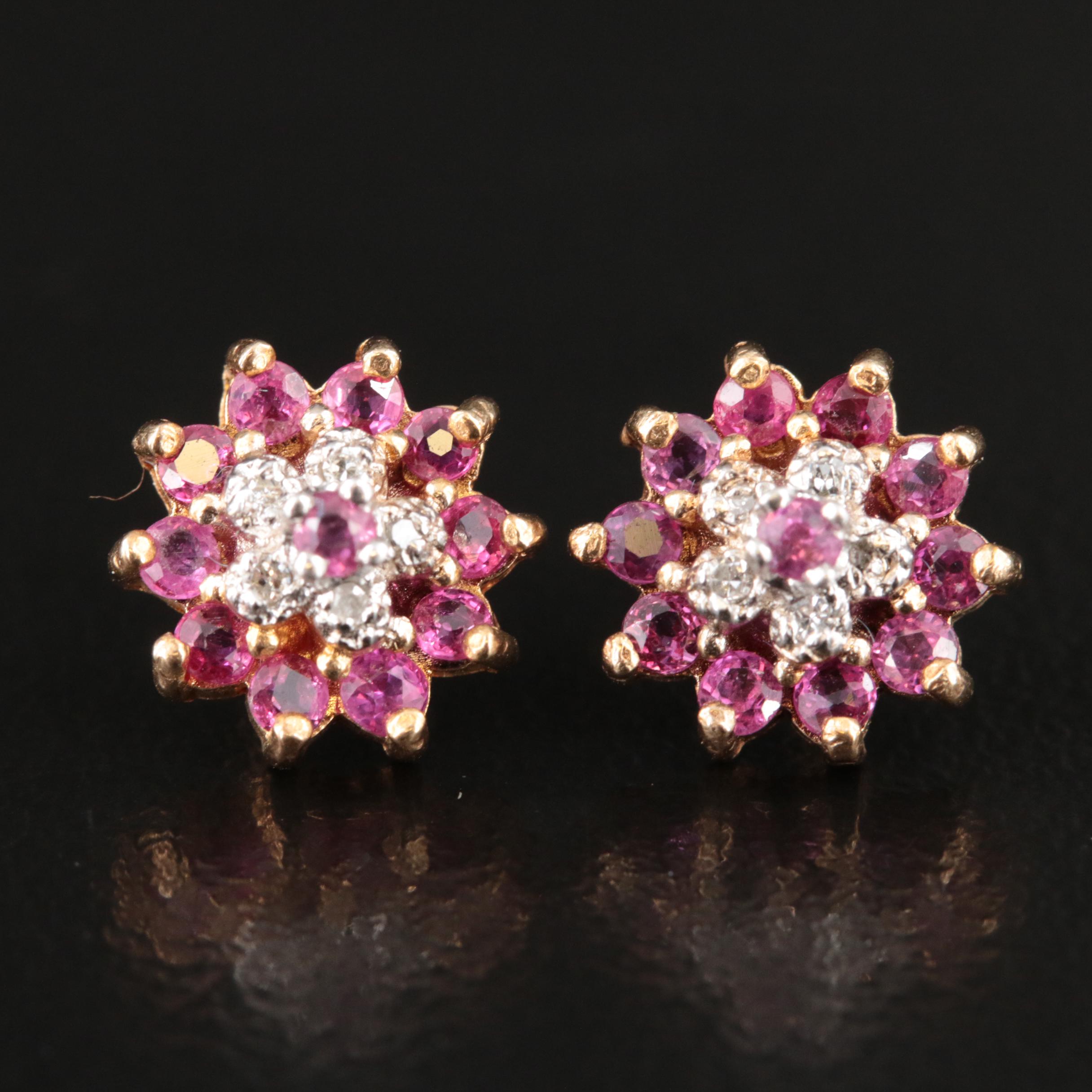John Hardy Sterling Silver Ruby and Diamond Stud Earrings | EBTH