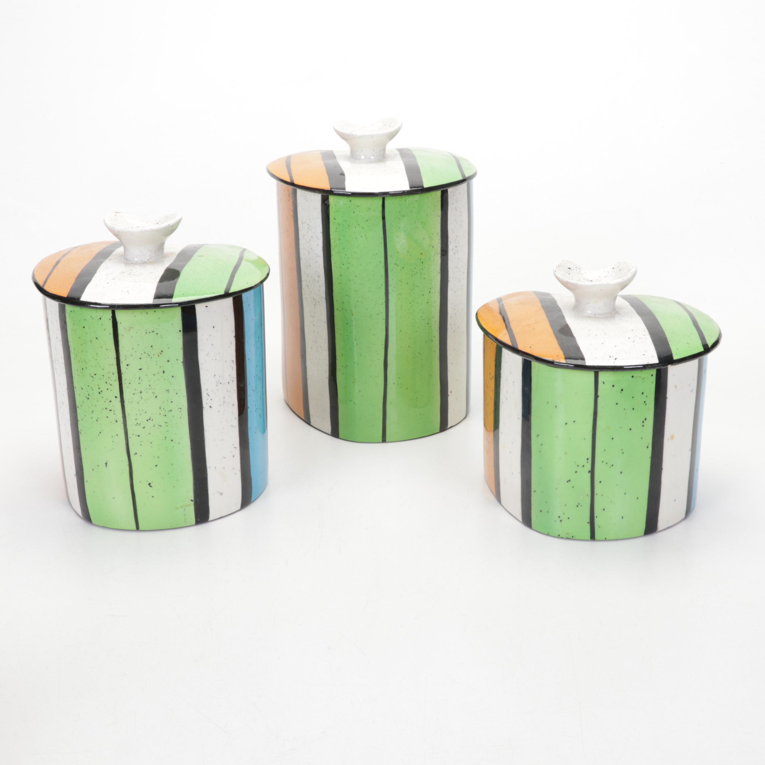 California Pottery Canisters with Parini Baking Dishes and Oneida Flatware | EBTH