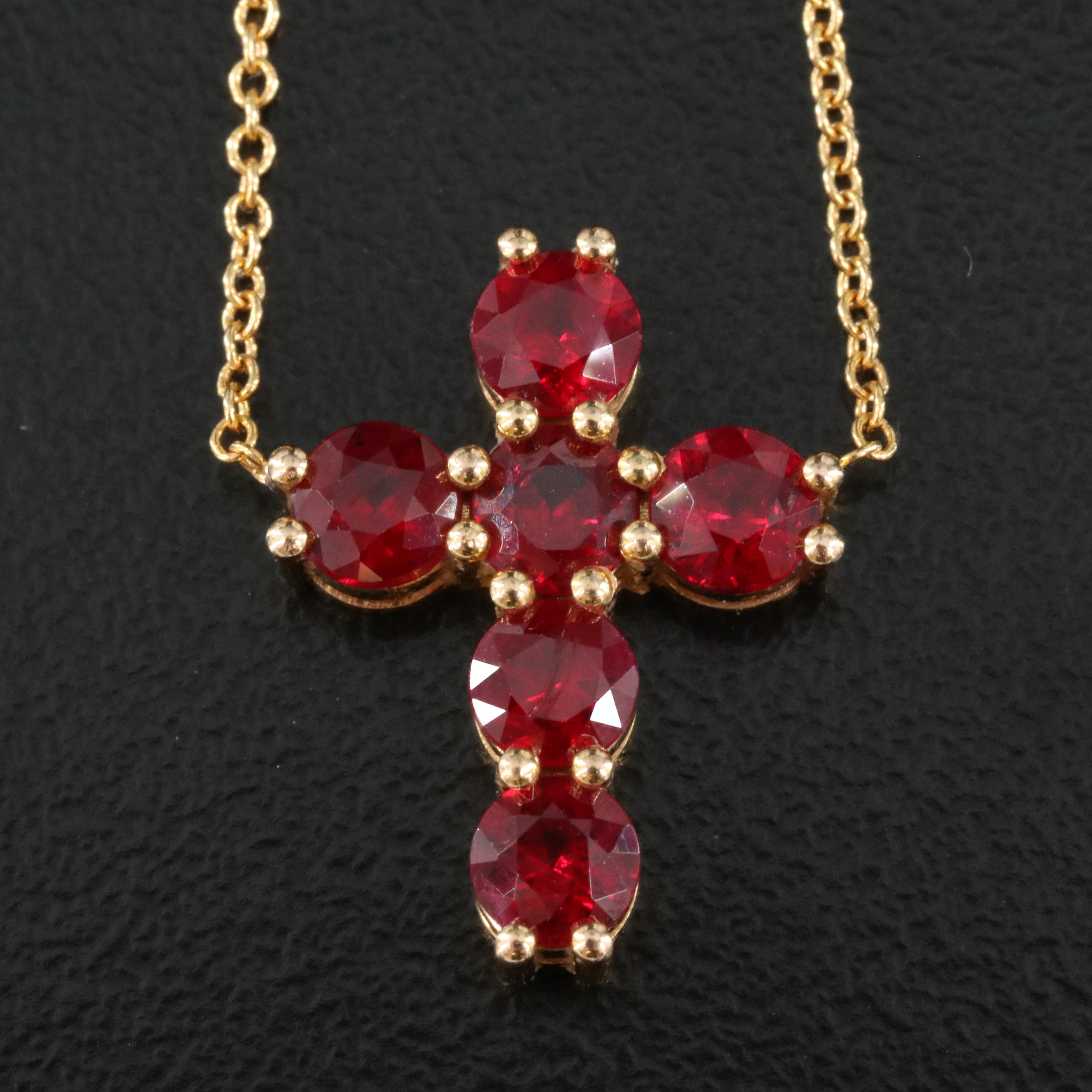18K Ruby Cross Necklace | EBTH