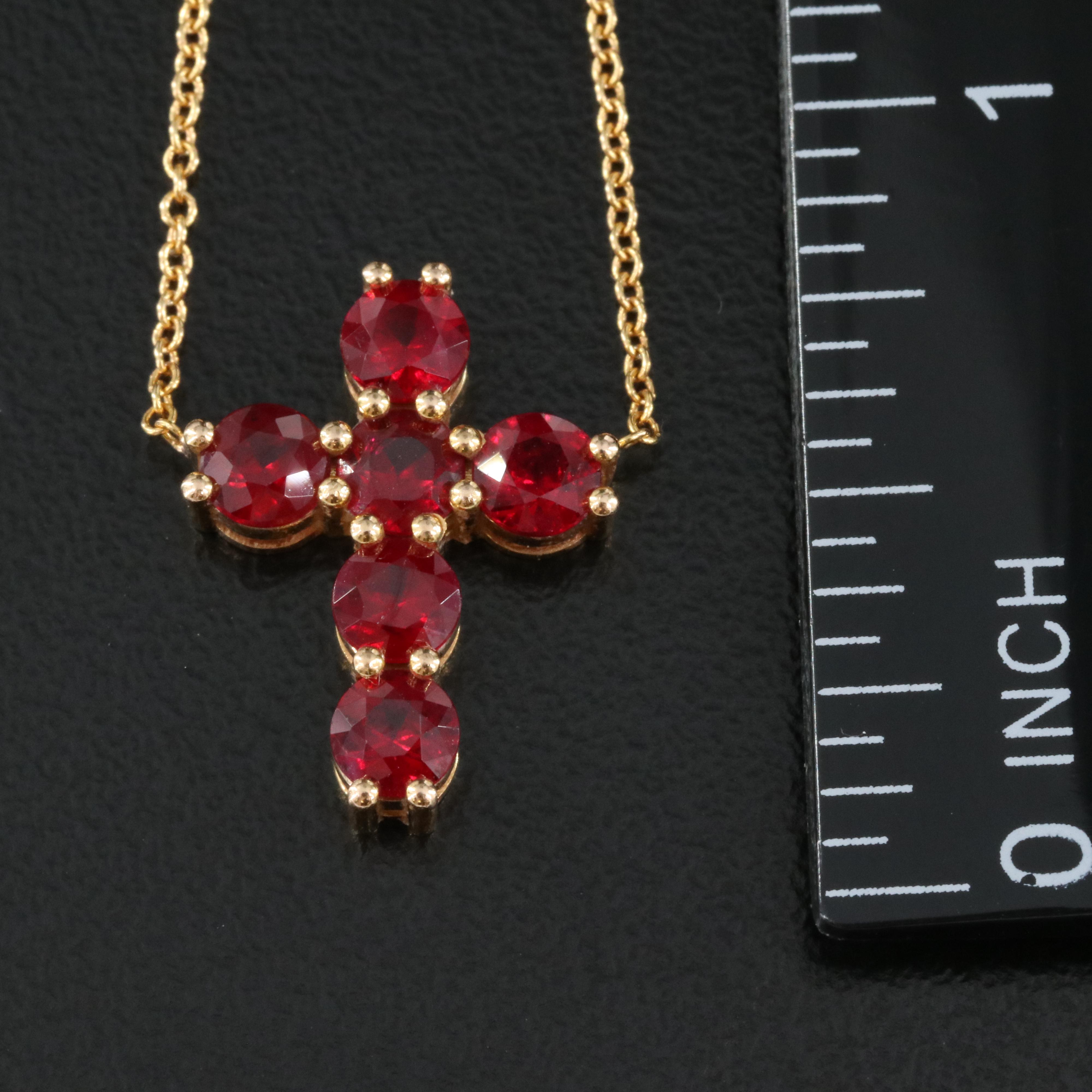 18K Ruby Cross Necklace | EBTH