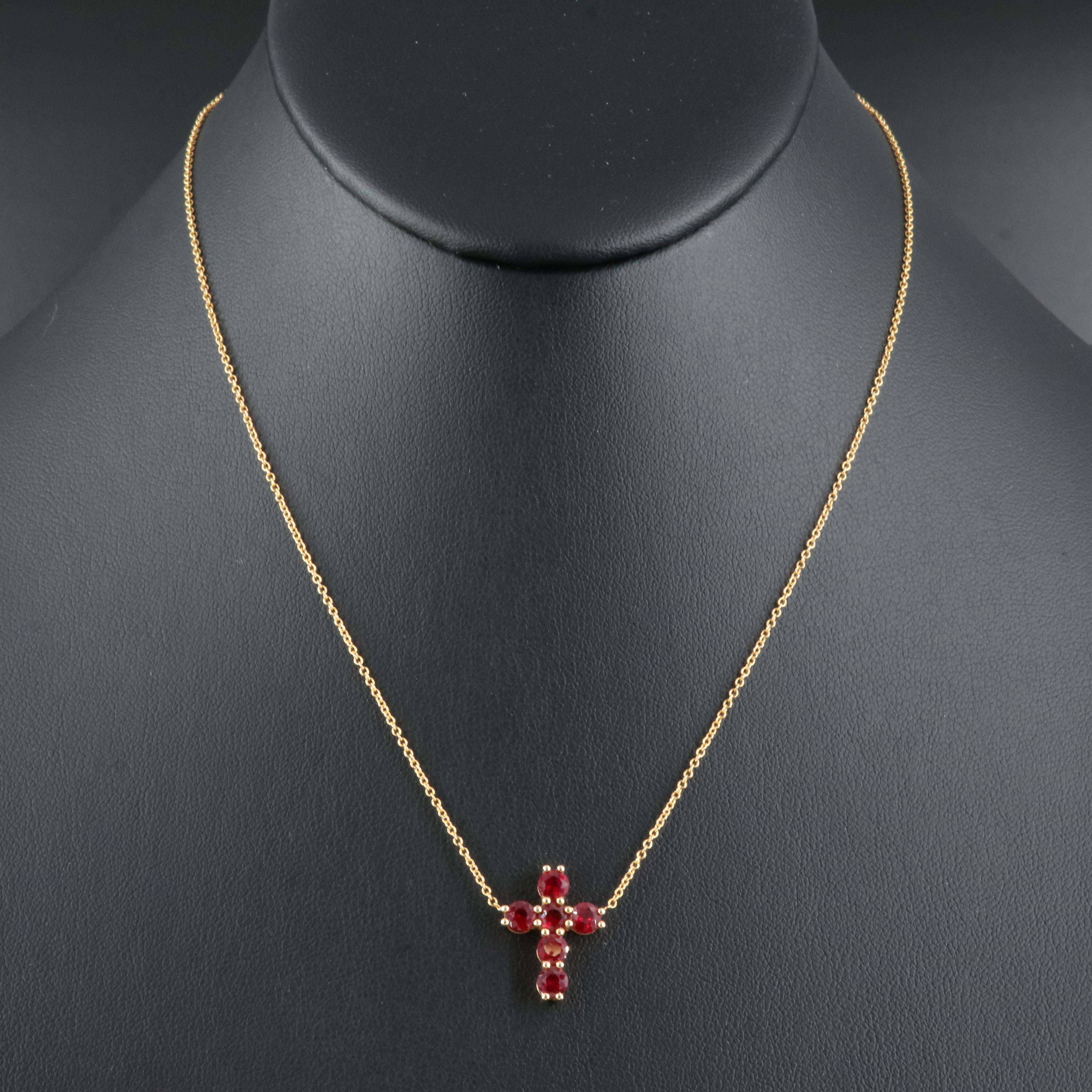 18K Ruby Cross Necklace | EBTH