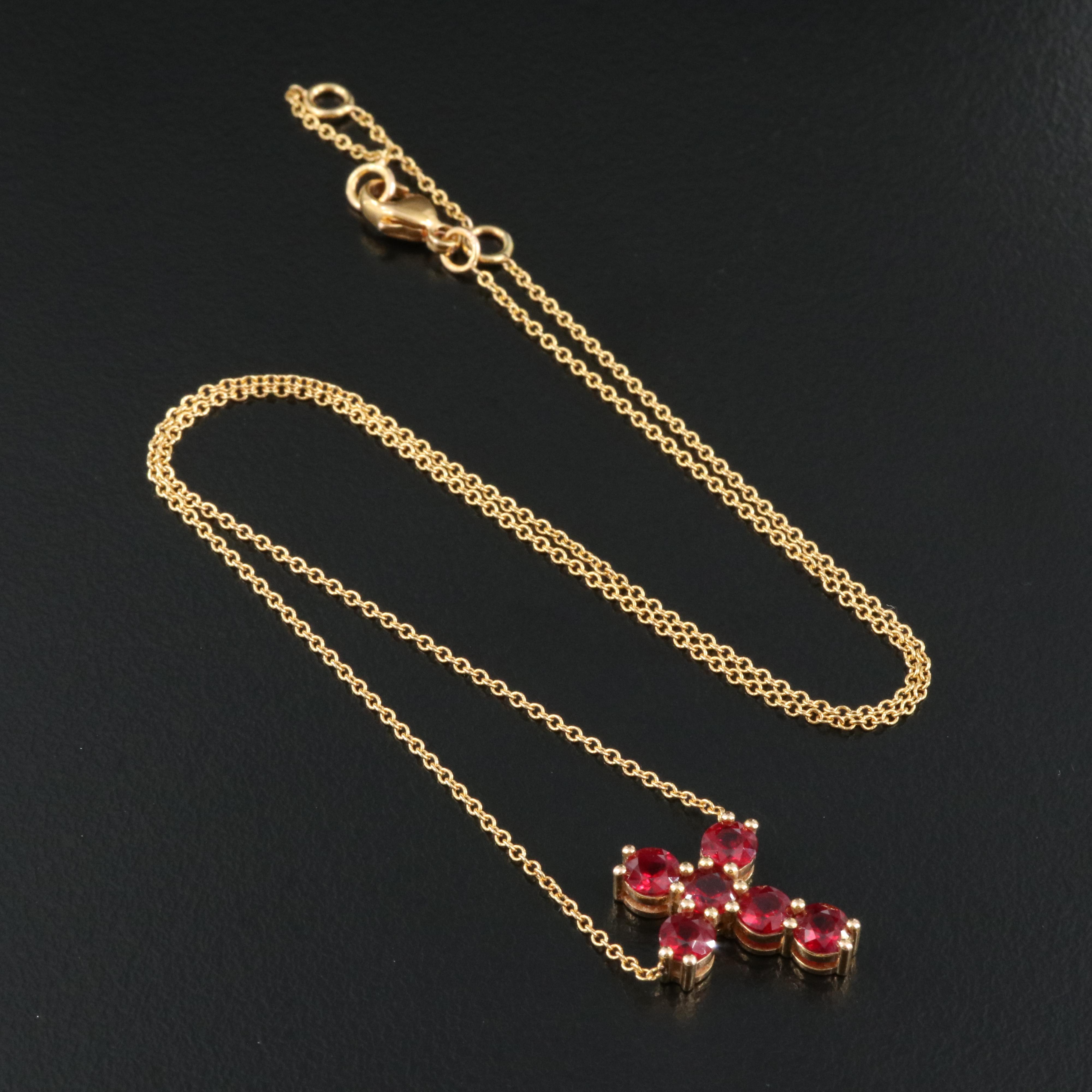 18K Ruby Cross Necklace | EBTH