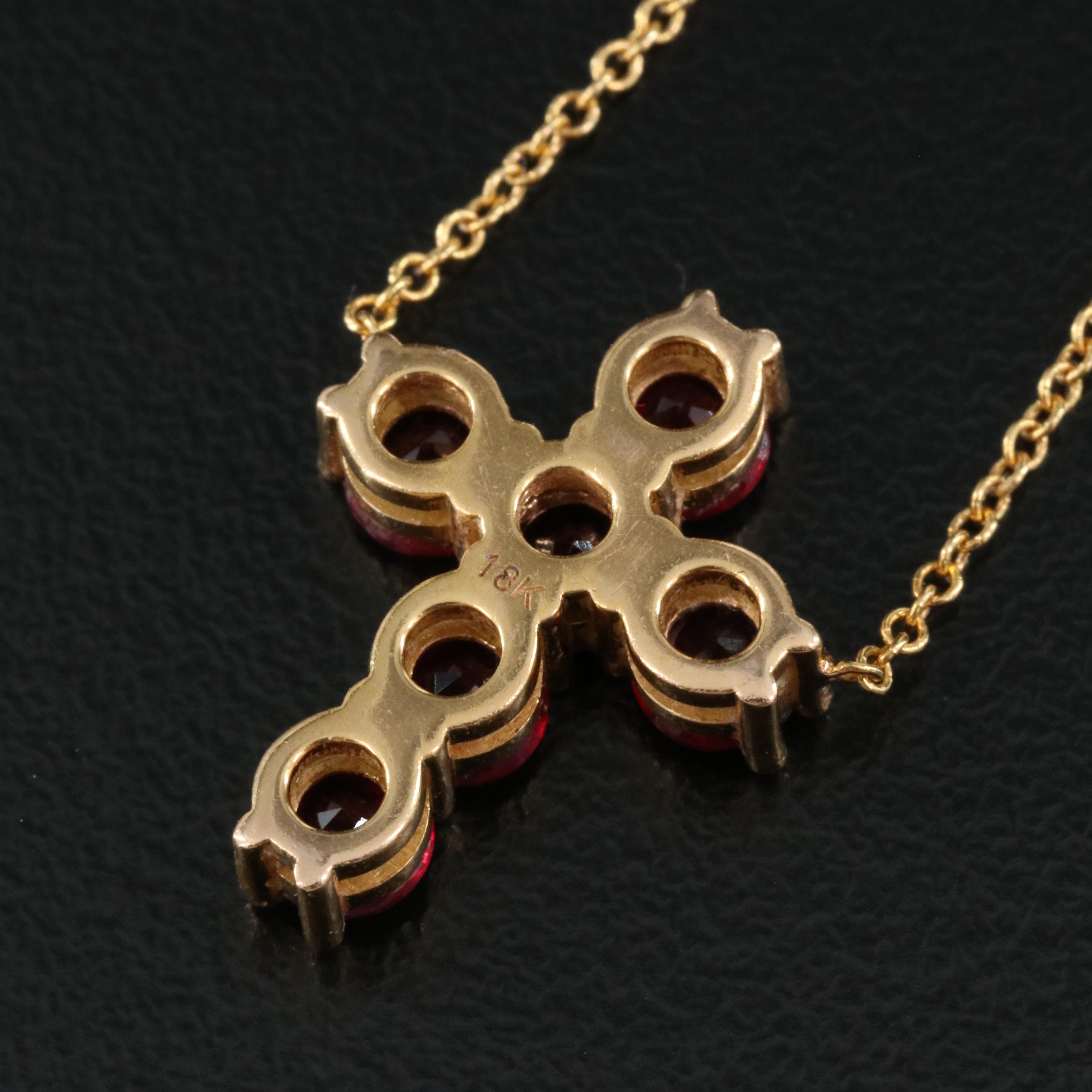 18K Ruby Cross Necklace | EBTH