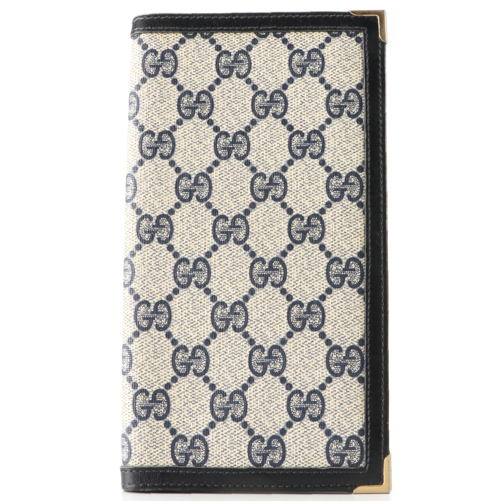 Gucci Checkbook Cover in Navy GG Supreme Canvas and Leather | EBTH