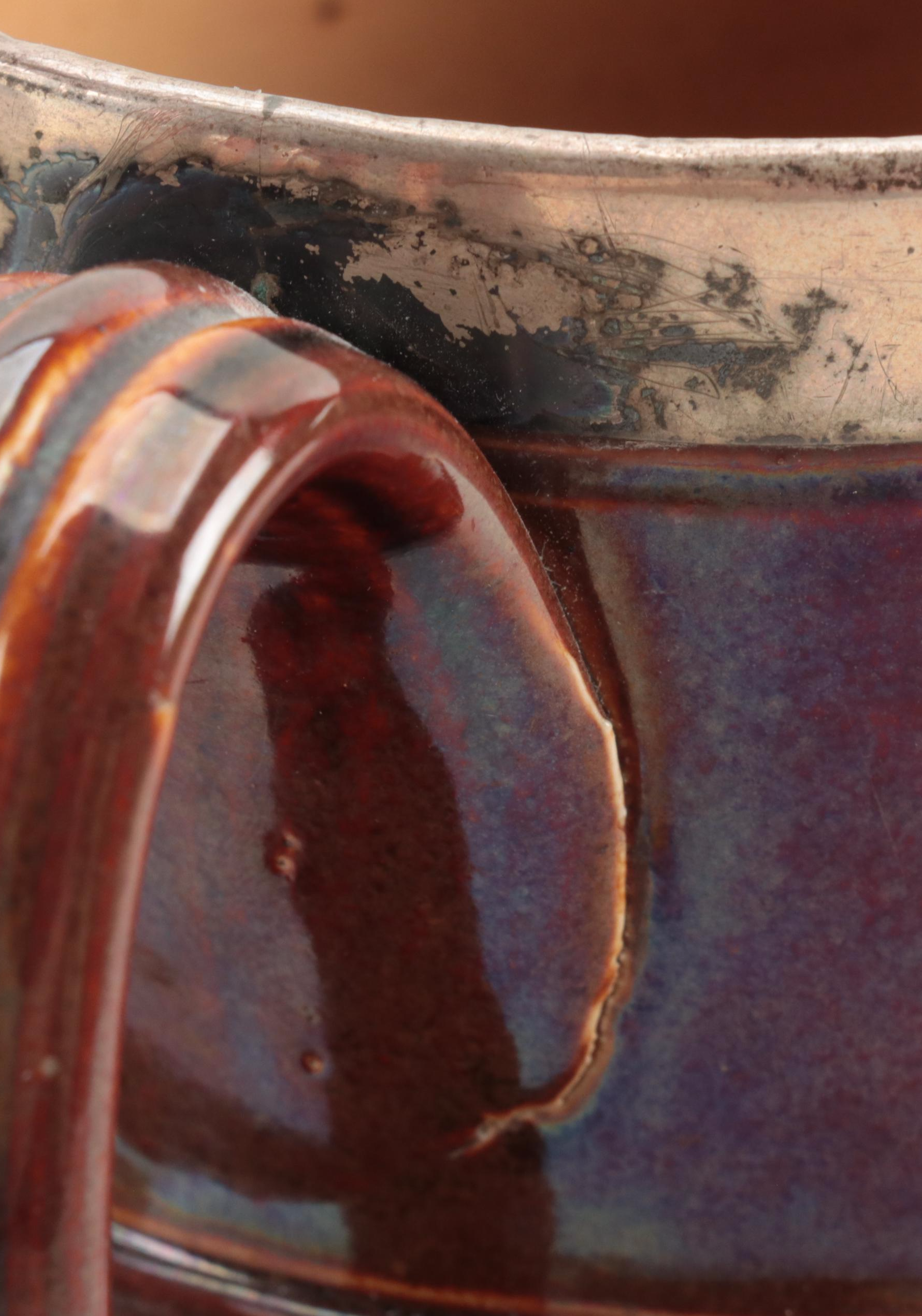 Doulton Lambeth Stoneware Hunting Jugs with Sterling Silver Rims, Late ...