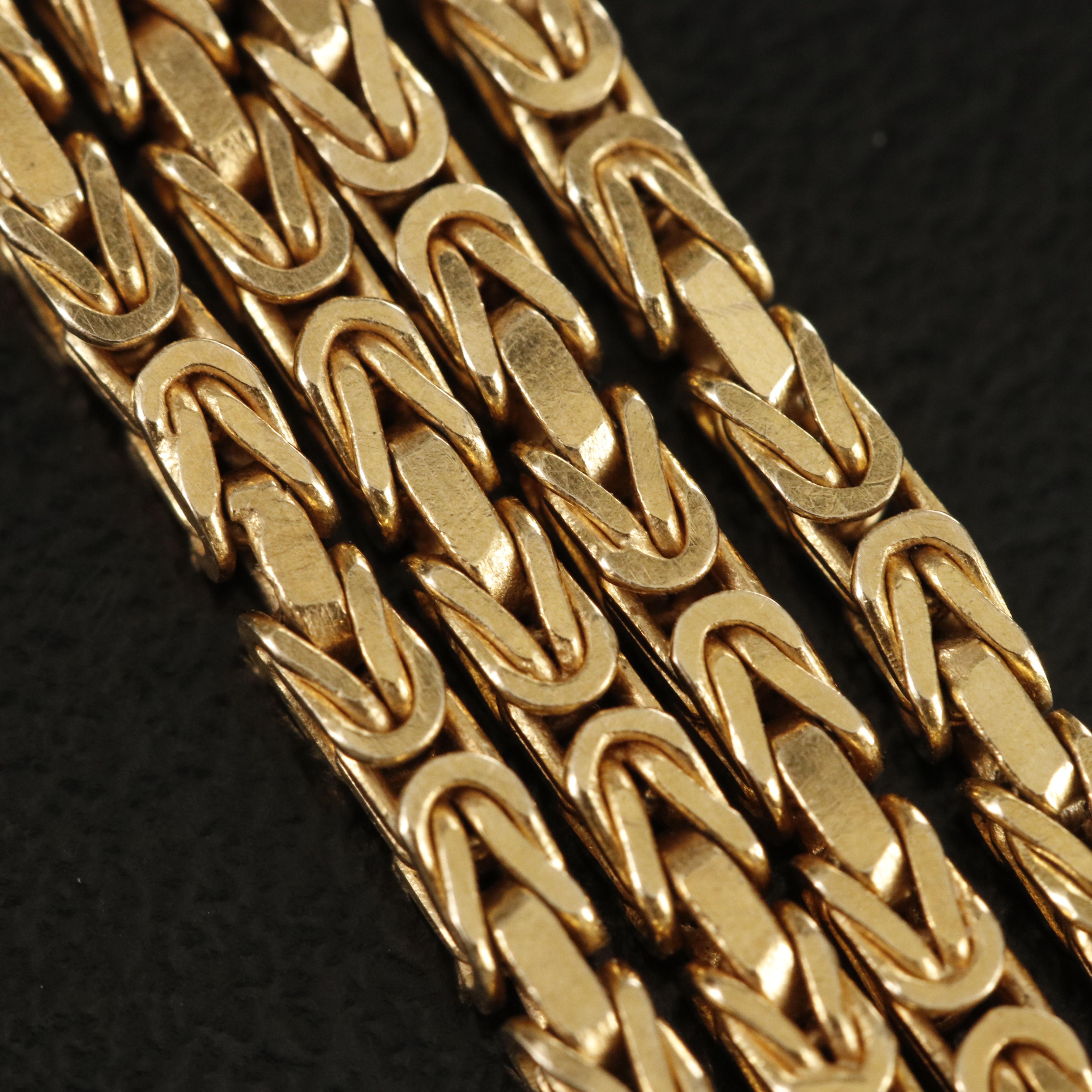 Italian 14K Square Byzantine Chain Necklace | EBTH