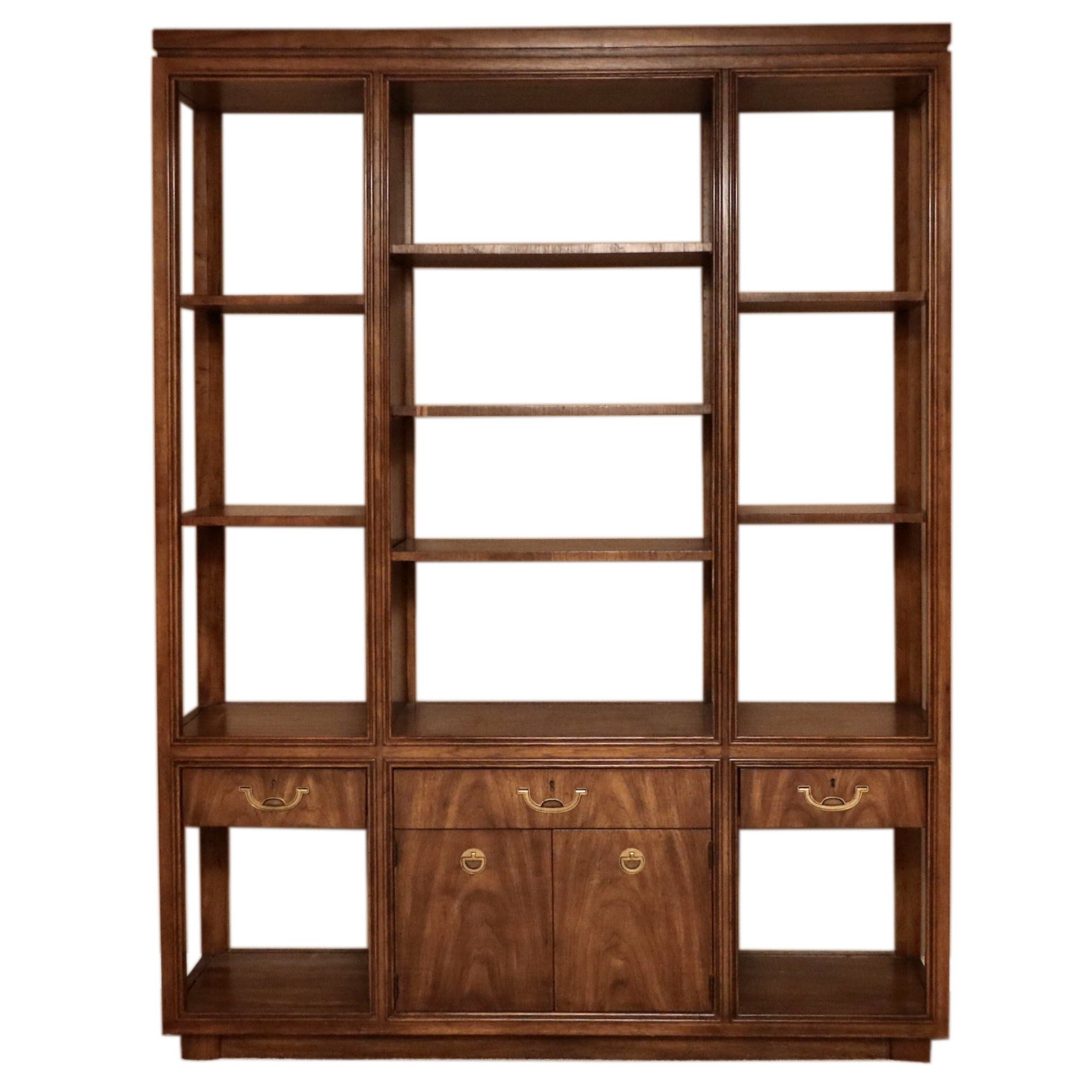 Drexel Heritage "Accolade Collection" Campaign Style Pecan Bookcase | EBTH