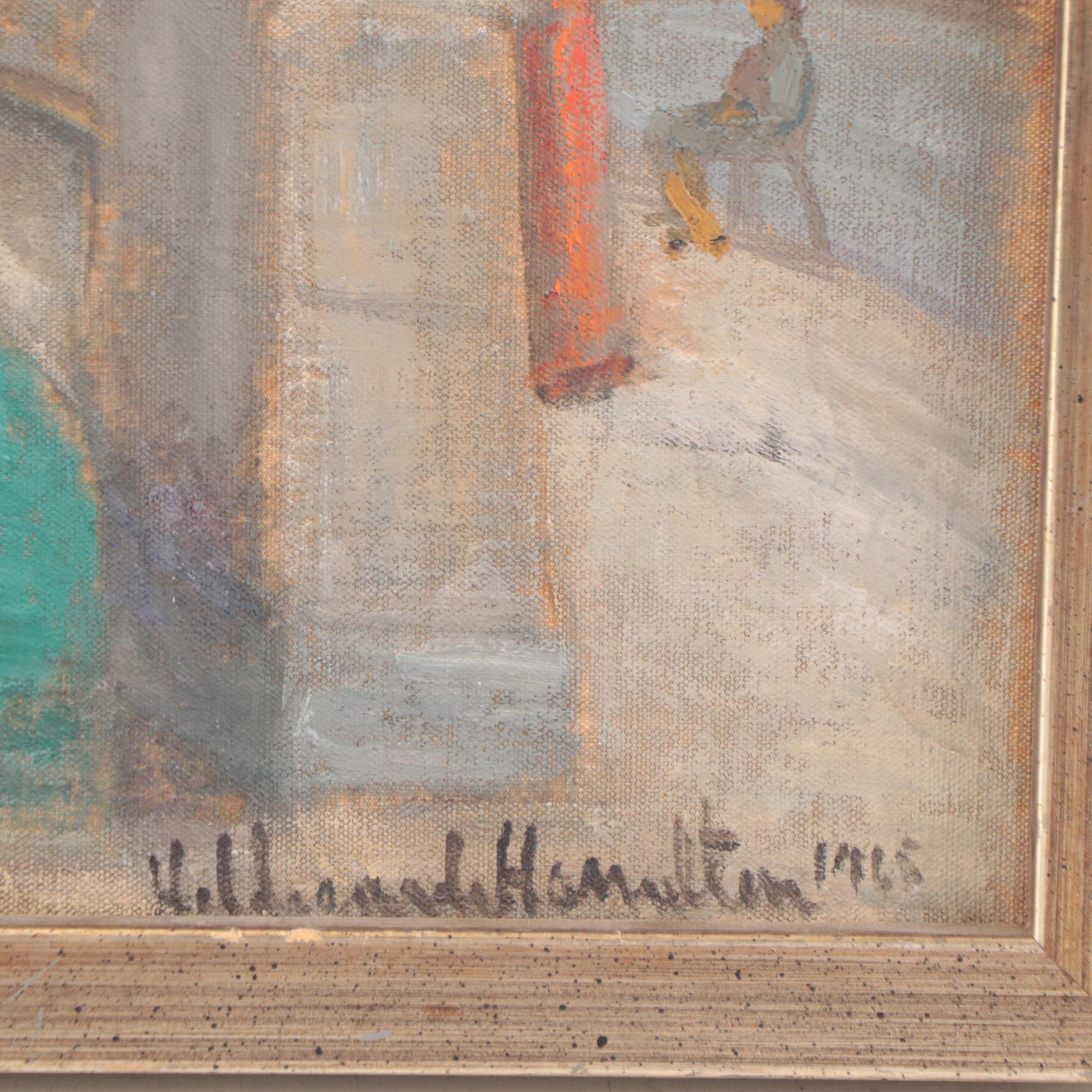 Hildegard Hume Hamilton Oil Painting of Parisian Street Scene, 1965 | EBTH