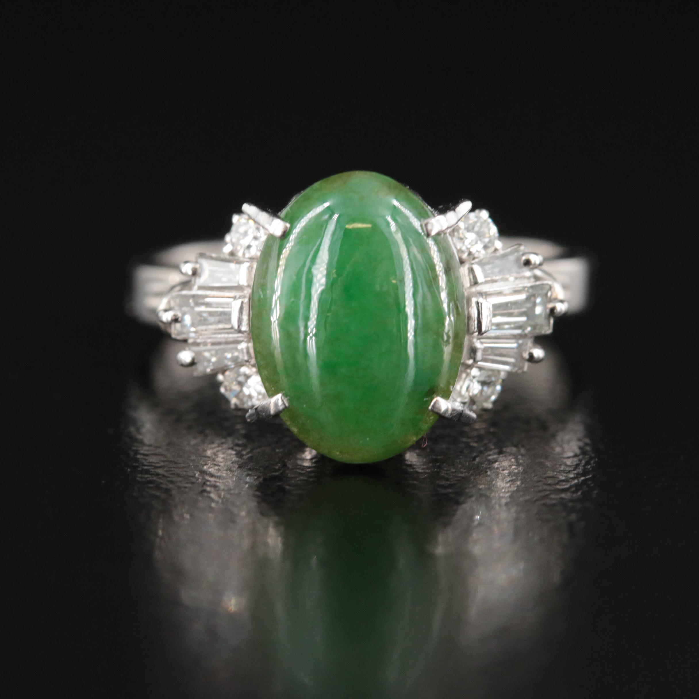 Platinum Jadeite and Diamond Ring | EBTH