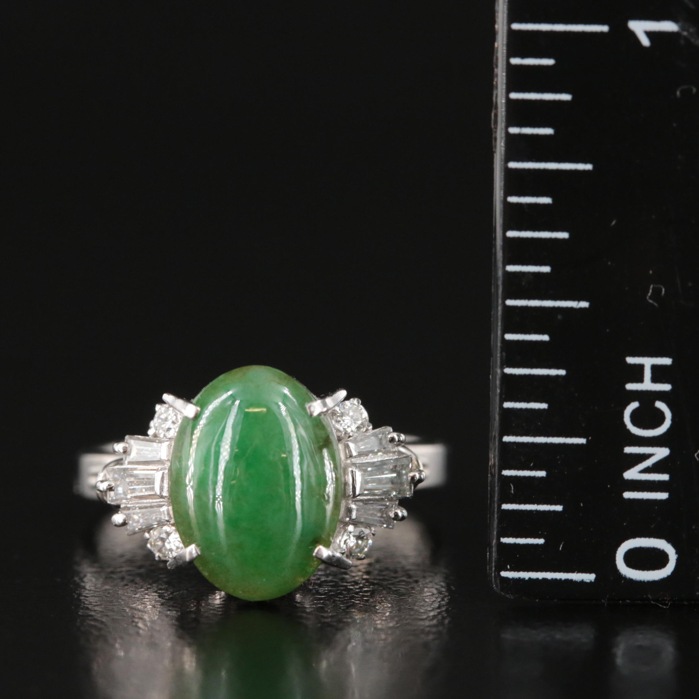 Platinum Jadeite and Diamond Ring | EBTH