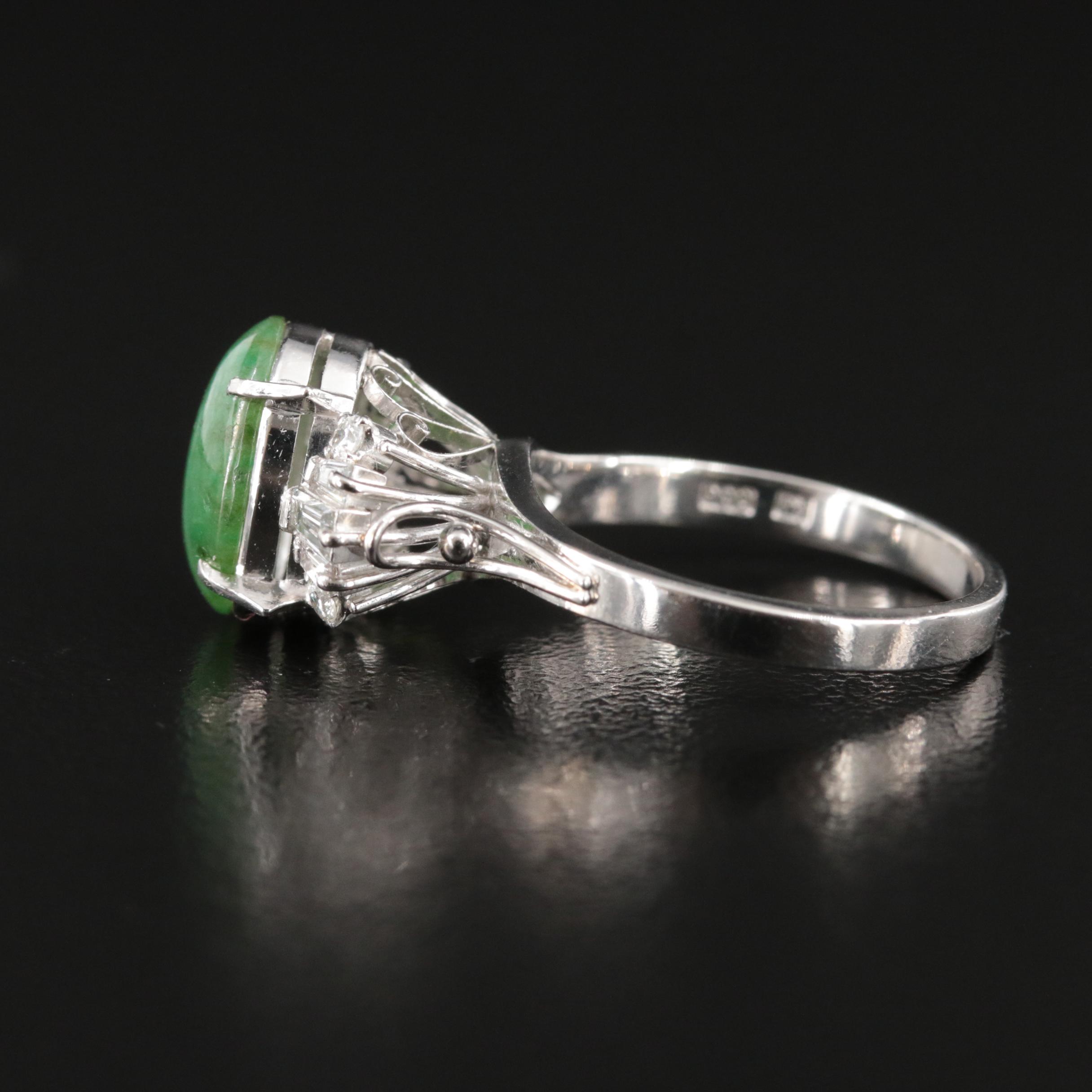 Platinum Jadeite and Diamond Ring | EBTH