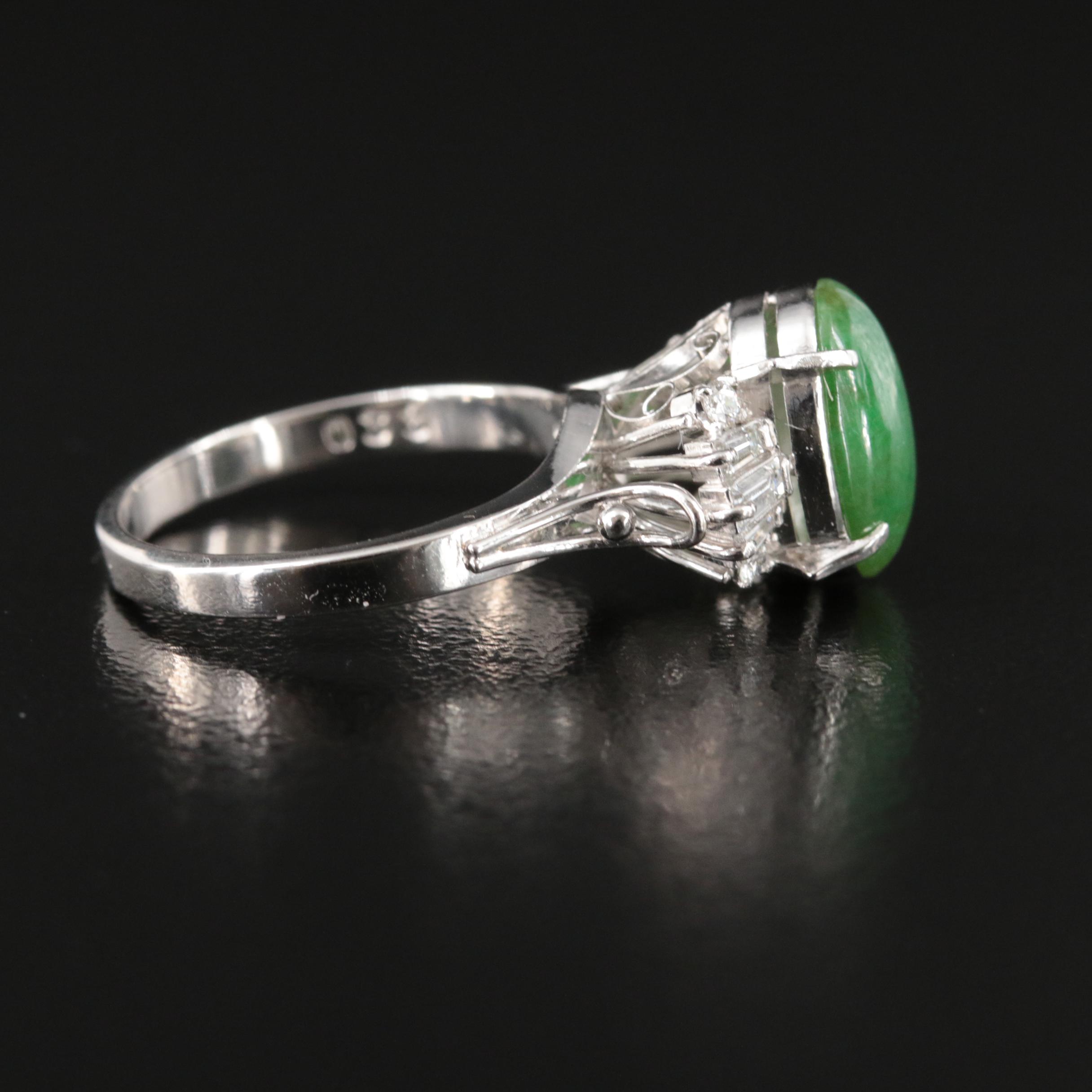 Platinum Jadeite and Diamond Ring | EBTH