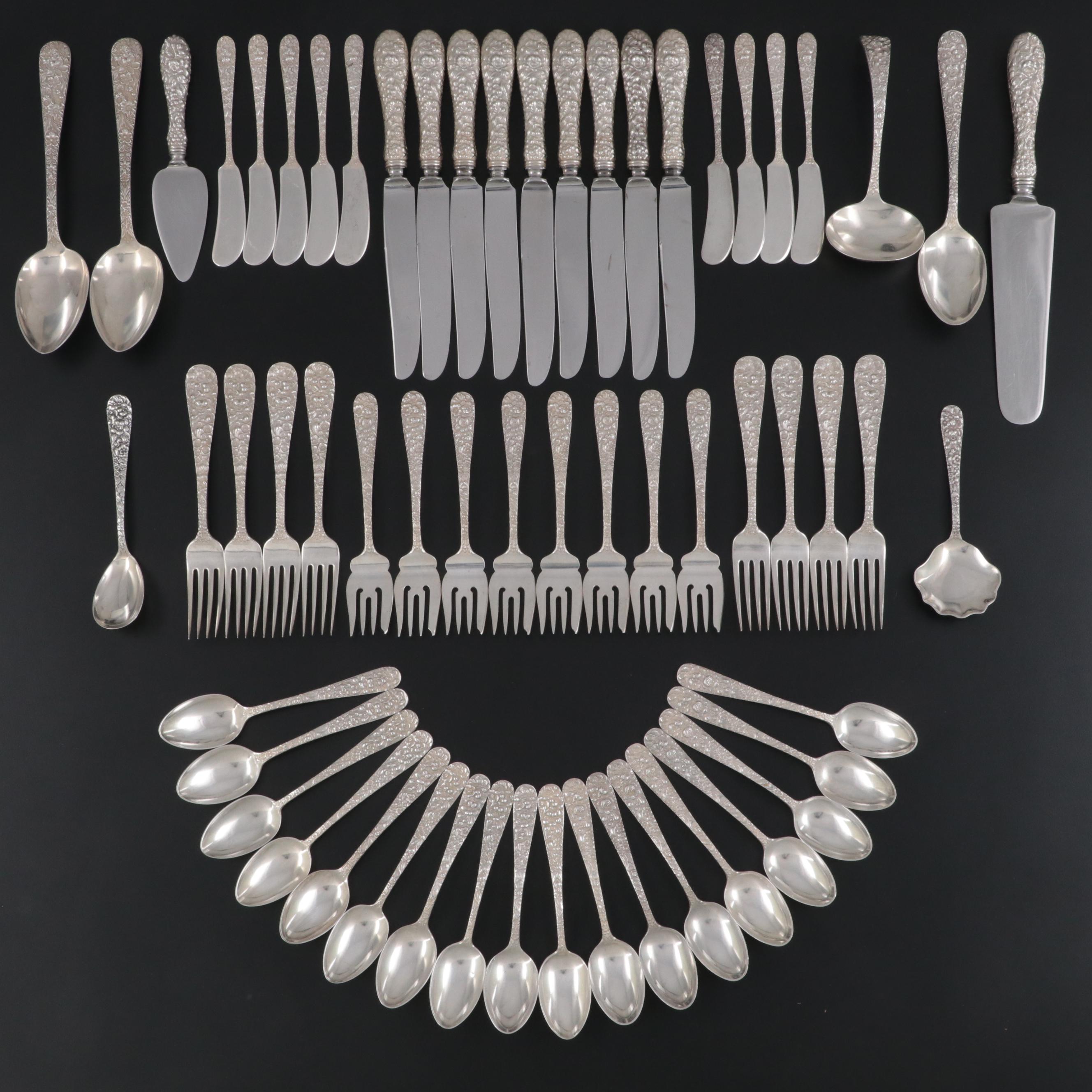 Stieff "Stieff Rose" Sterling Silver Flatware with Serving Utensils | EBTH