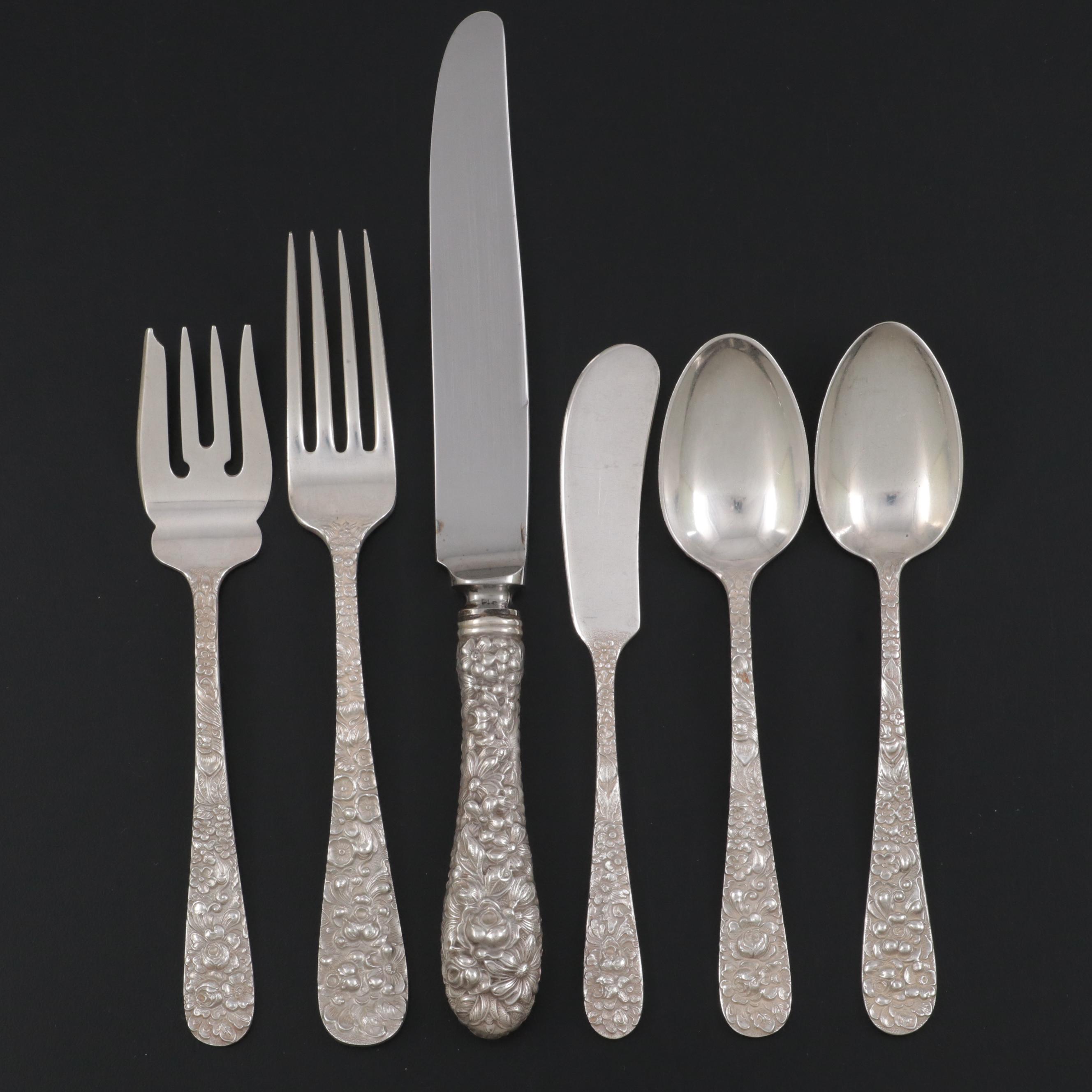 Stieff "Stieff Rose" Sterling Silver Flatware with Serving Utensils | EBTH