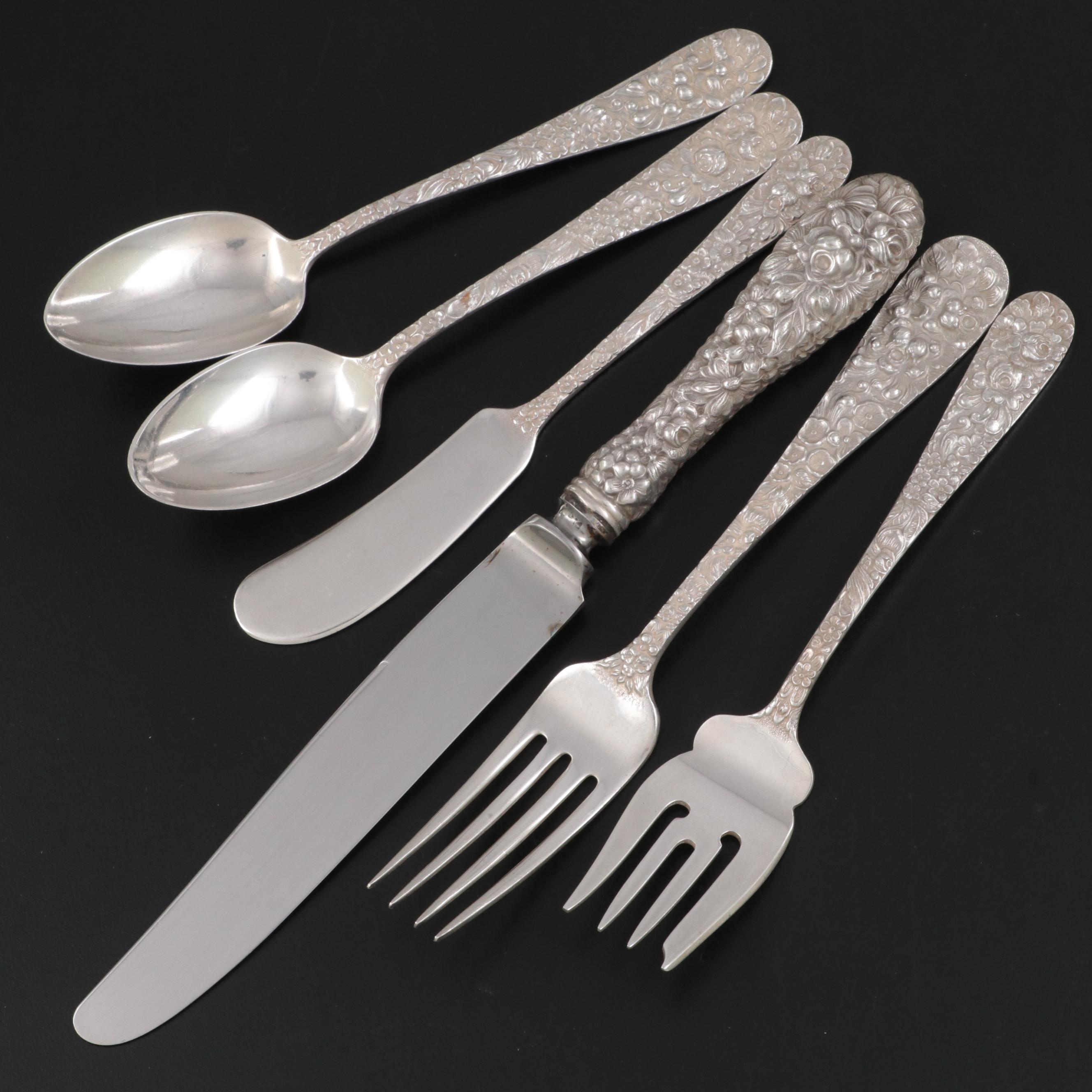 Stieff "Stieff Rose" Sterling Silver Flatware with Serving Utensils | EBTH
