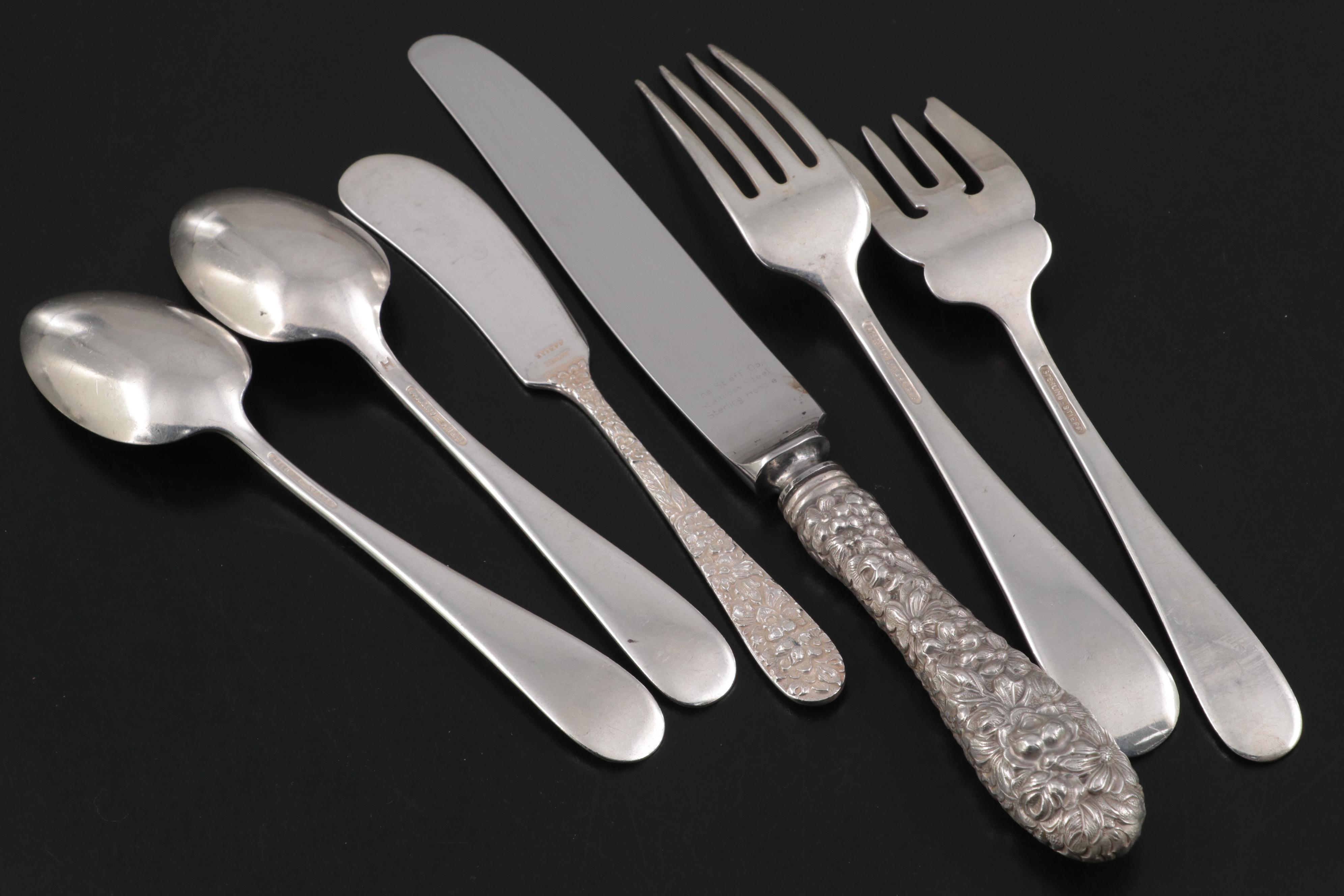 Stieff "Stieff Rose" Sterling Silver Flatware with Serving Utensils | EBTH