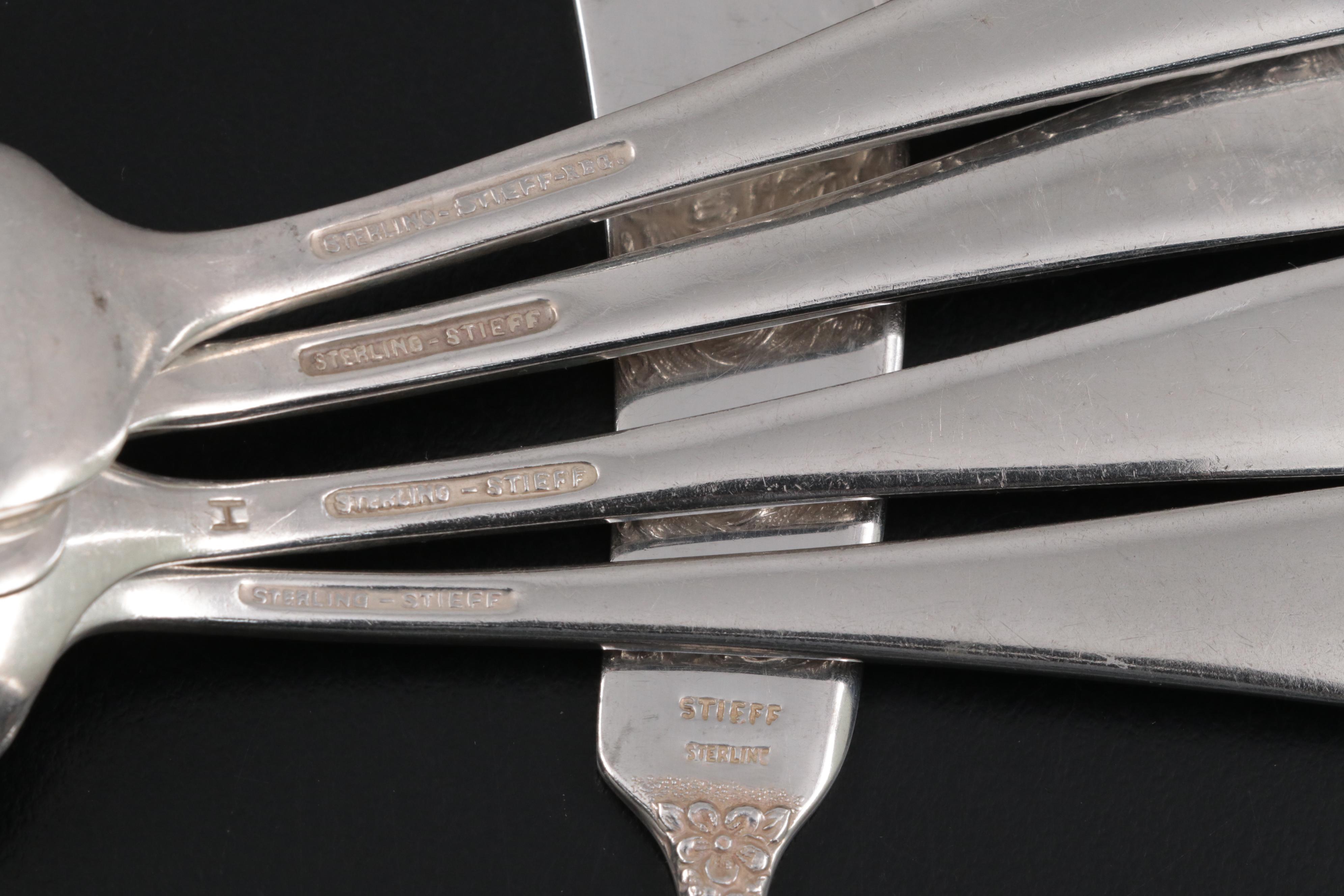 Stieff "Stieff Rose" Sterling Silver Flatware with Serving Utensils | EBTH