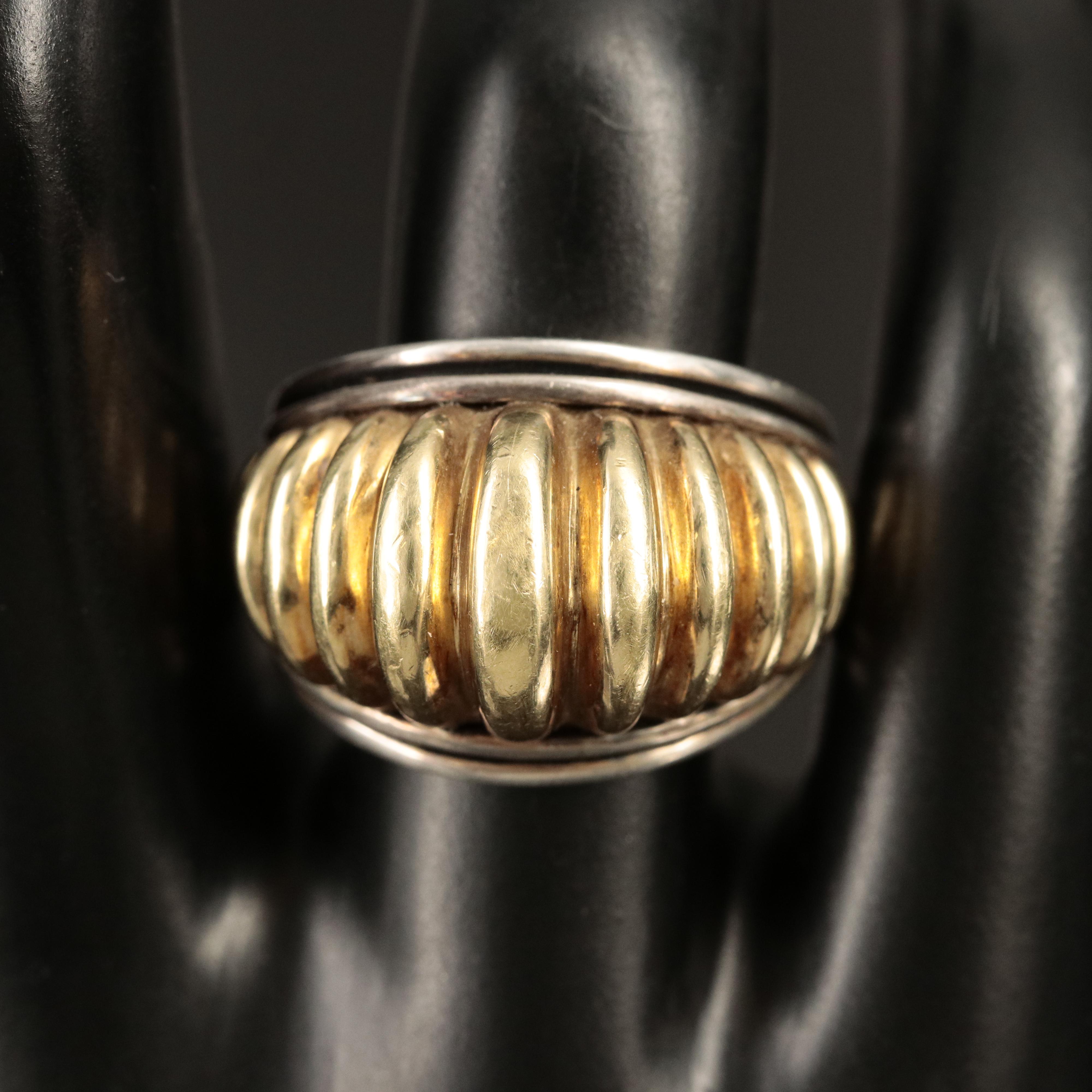Lagos Caviar Sterling Fluted Ring with 18K Accents | EBTH