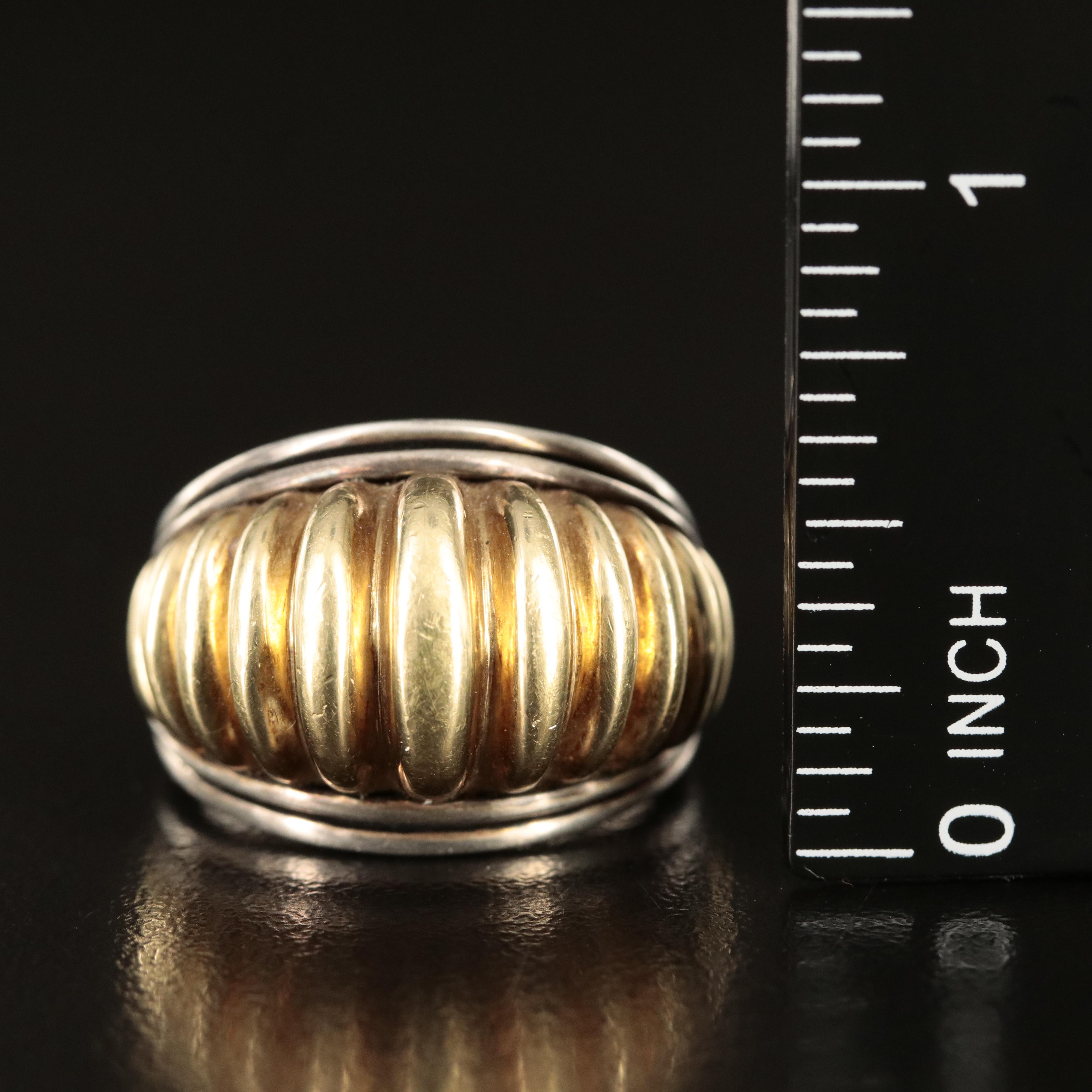 Lagos Caviar Sterling Fluted Ring with 18K Accents | EBTH