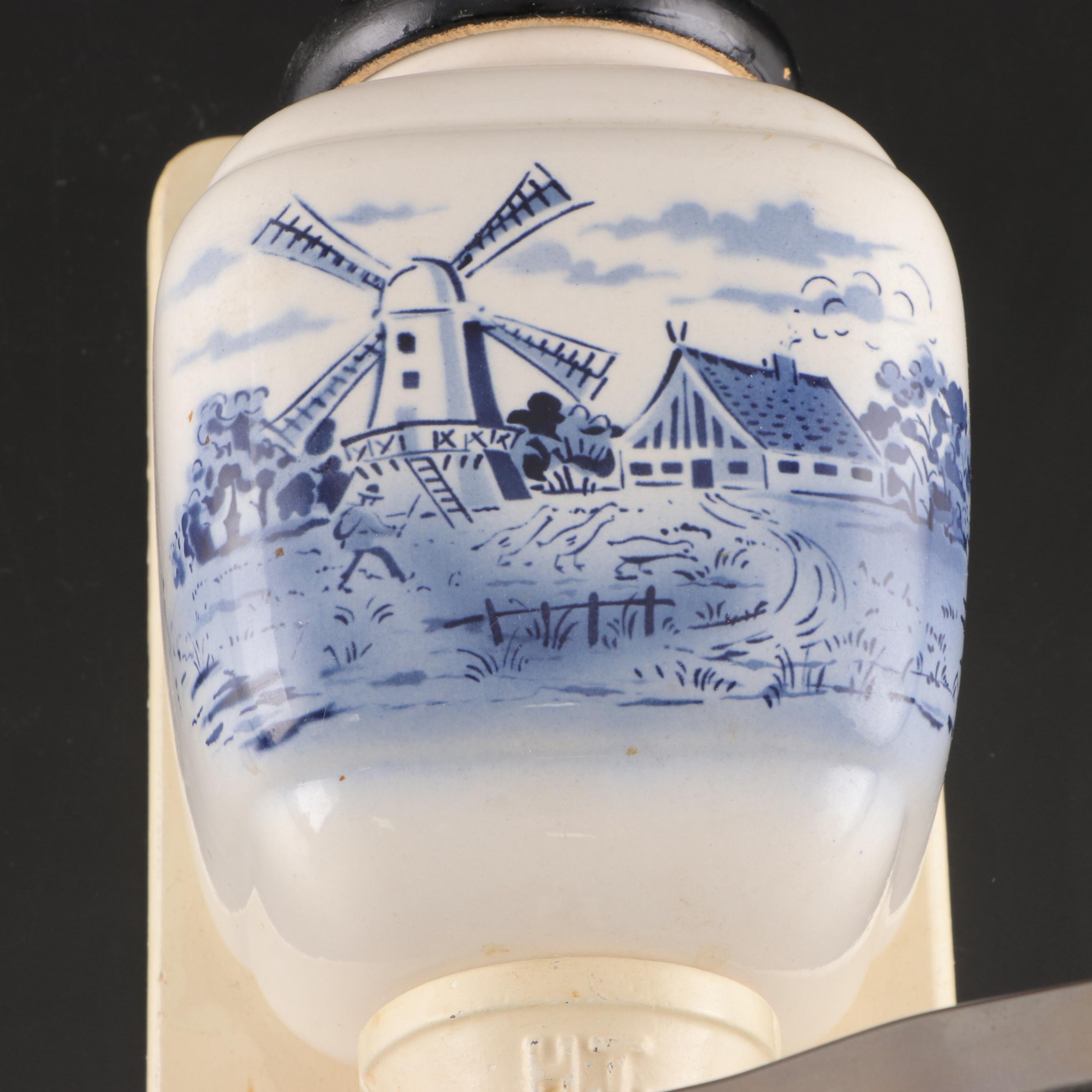 Armin Trosser Delft Style Wall Mount Ceramic Coffee Grinder, Mid-20th ...