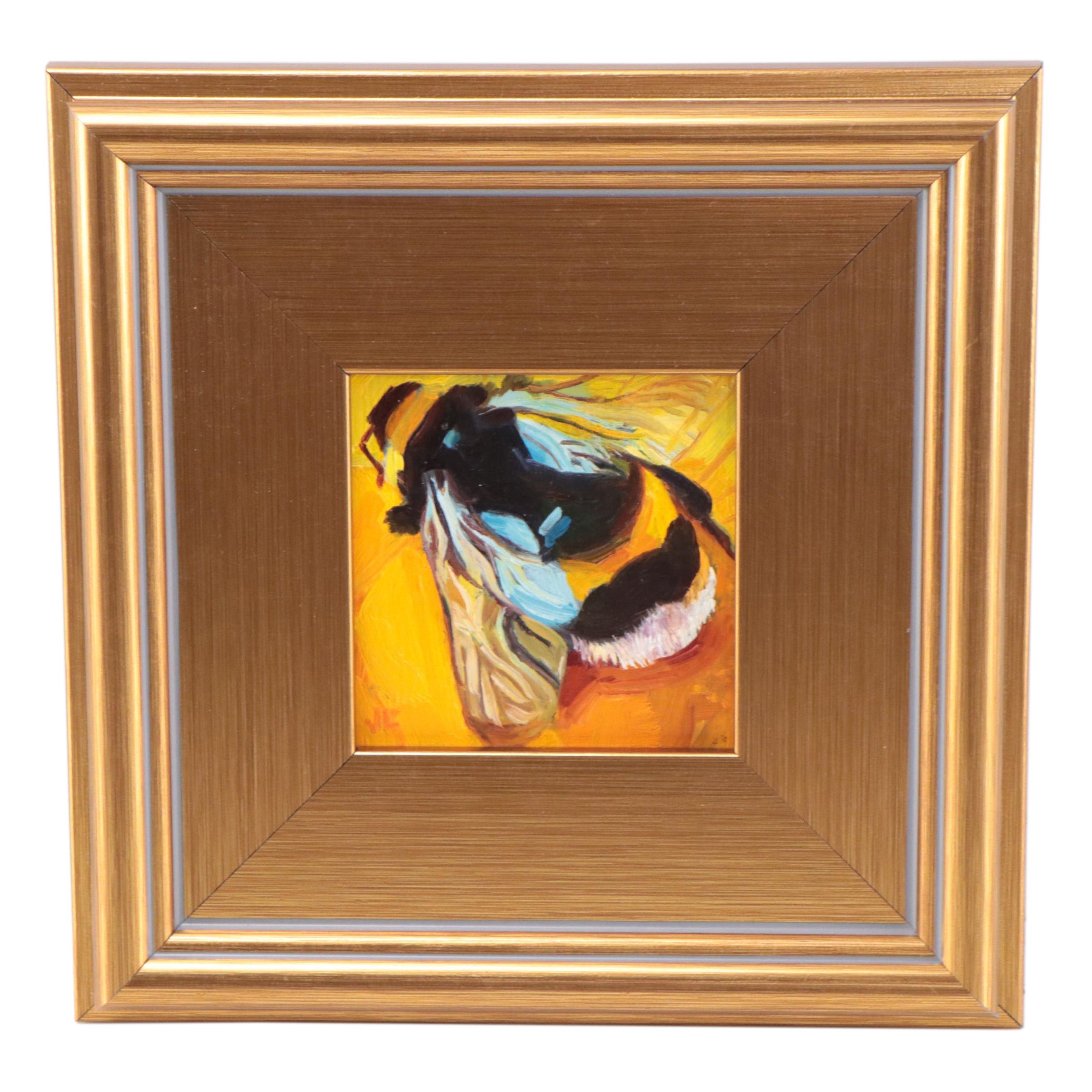 Jeff Claudio Oil Painting "Sunflower & Bumblebee" | EBTH