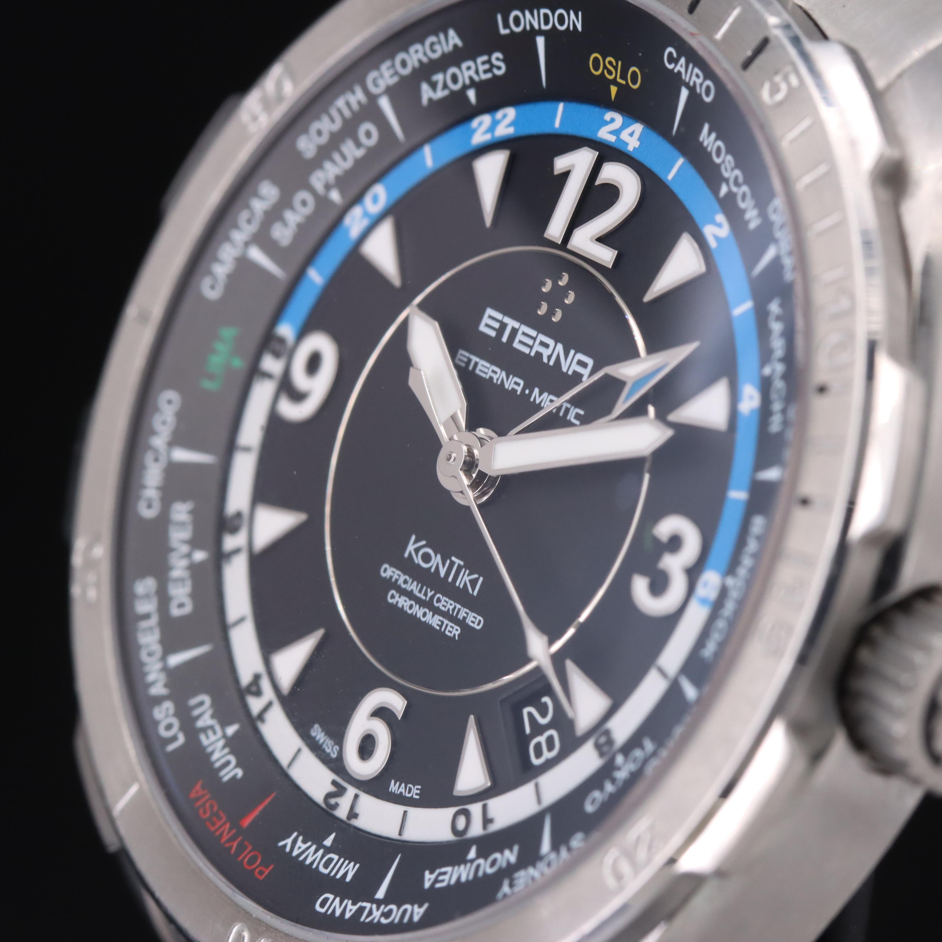 Eterna KonTiki Matic GMT World Time 42mm Steel Automatic Wristwatch | EBTH