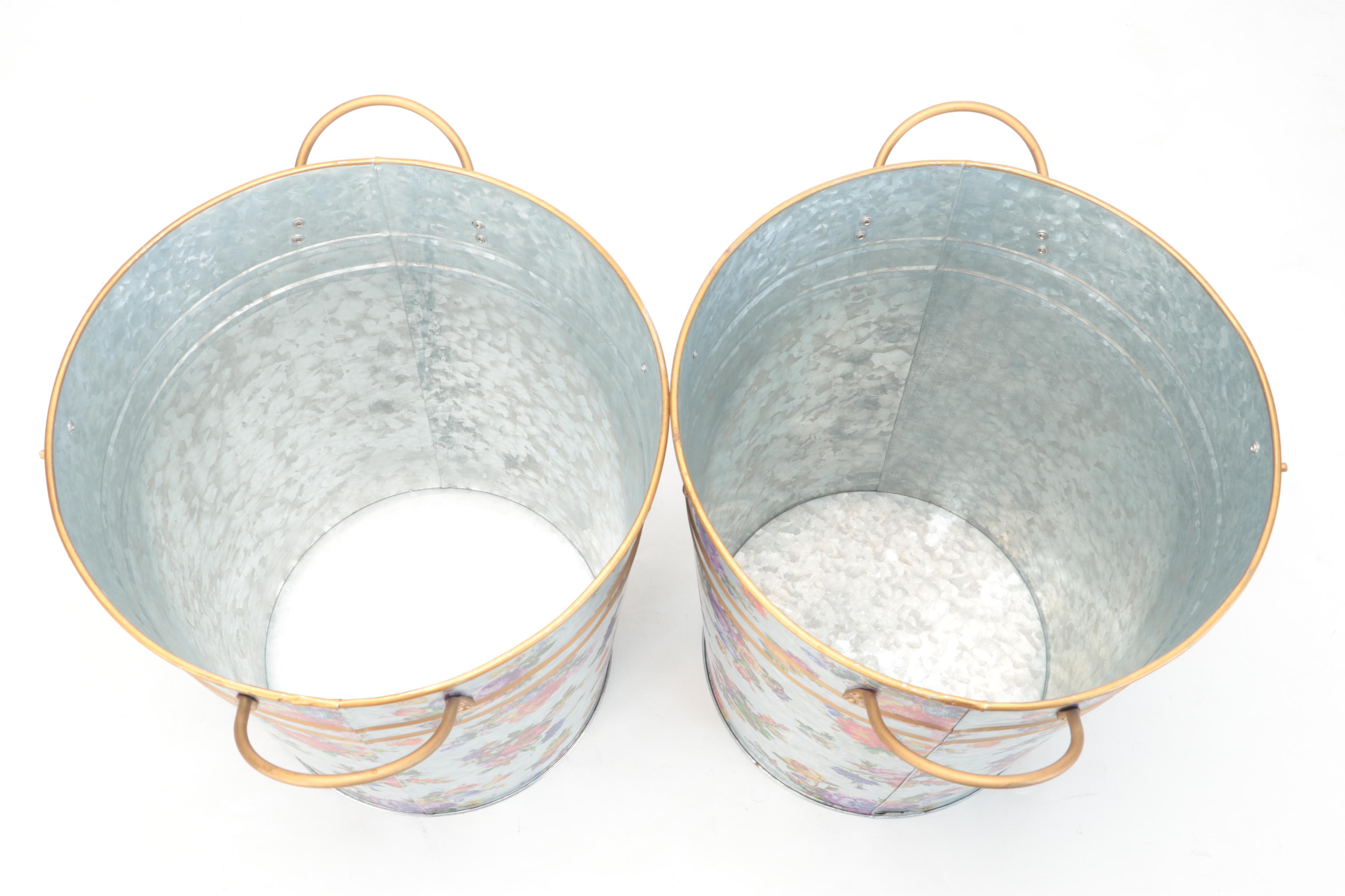 MacKenzie-Childs Flower Market Galvanized Containers with Scoops | EBTH
