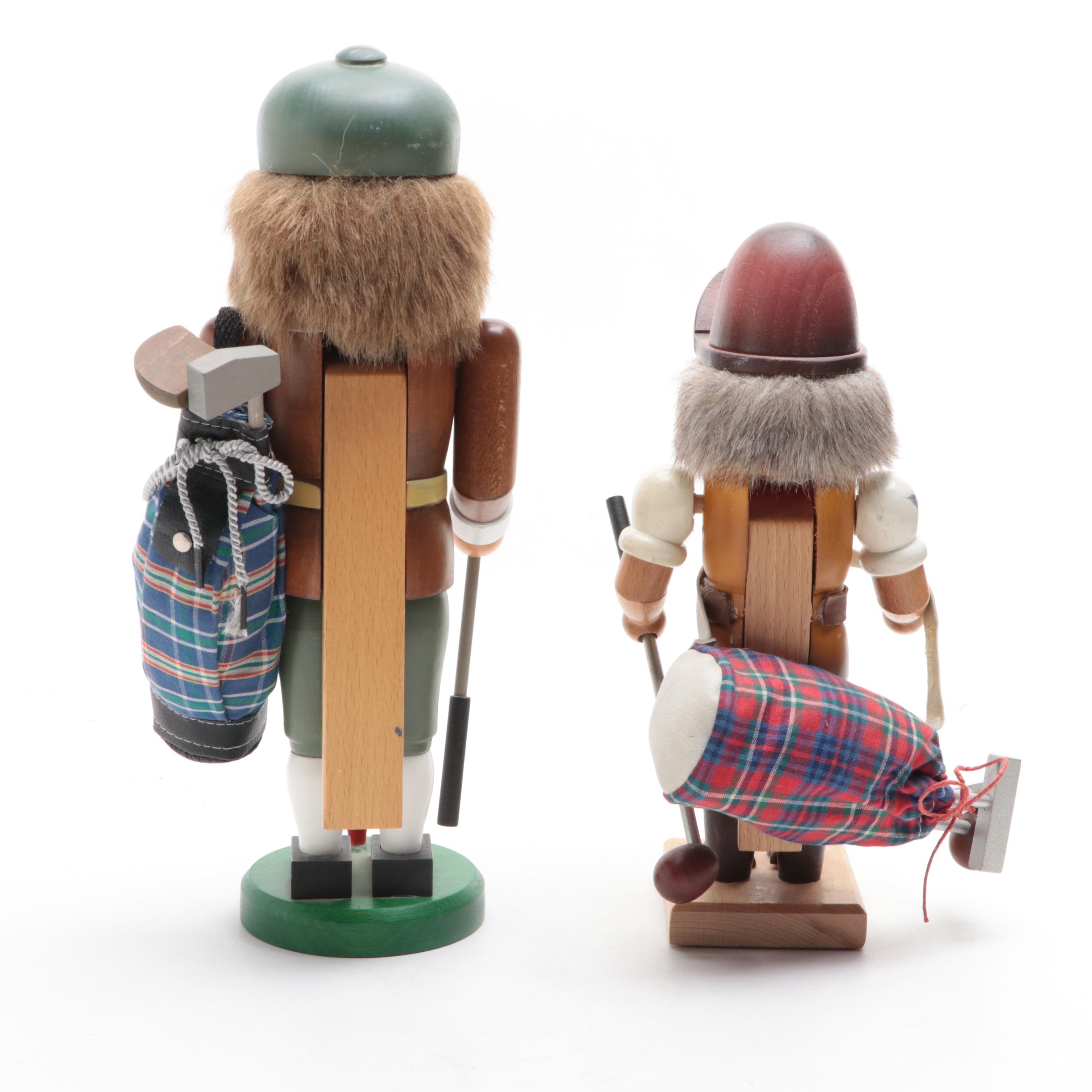 German Knight, Golfer, Uncle Sam and Woodsman Nutcrackers | EBTH