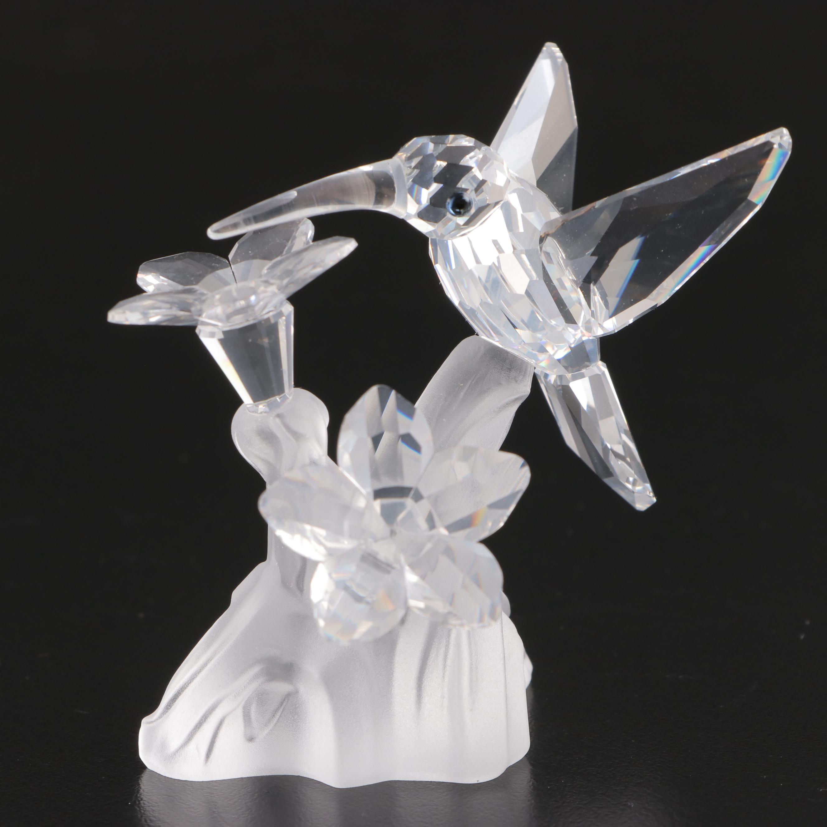 Swarovski Crystal Swan, Orchid, and Hummingbird Figurines | EBTH
