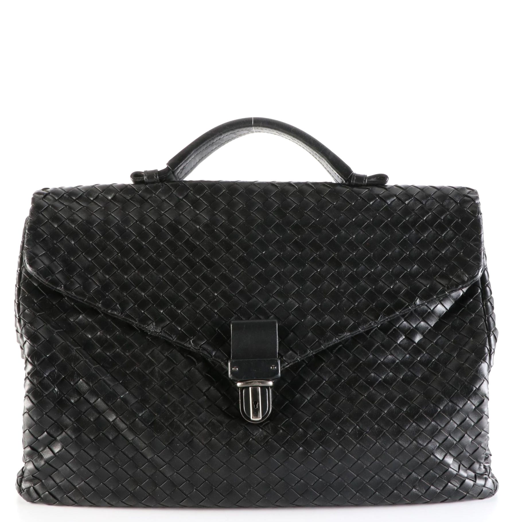 Bottega Veneta Top Handle Briefcase Bag in Intrecciato Woven Leather | EBTH